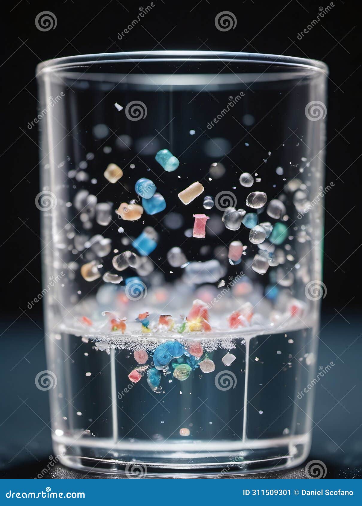 Microplastics or Tiny Plastic Particles in a Glass of Water, Drinking ...