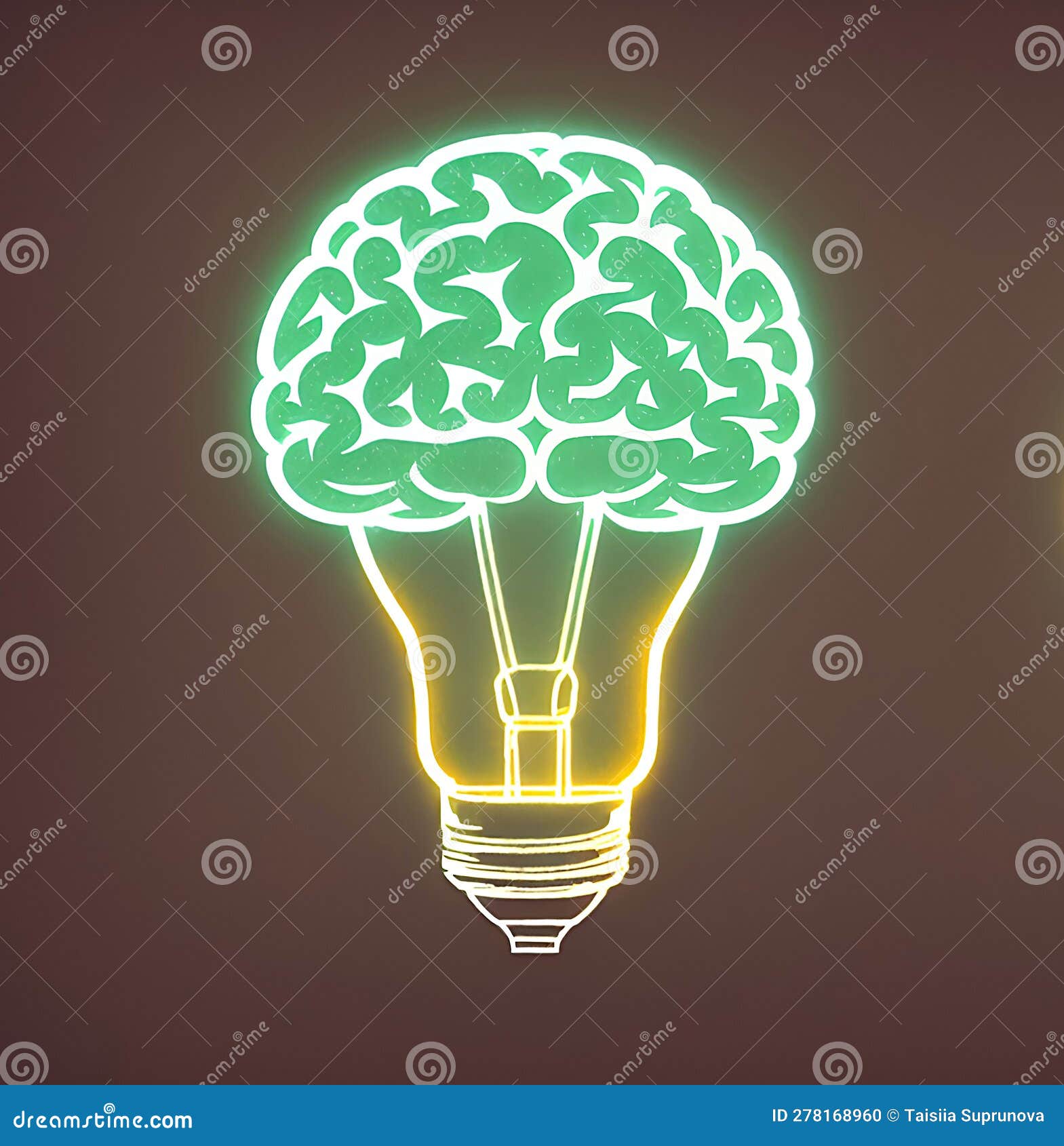 The Concept of the Mind in the Form of a Light Bulb Stock Illustration ...