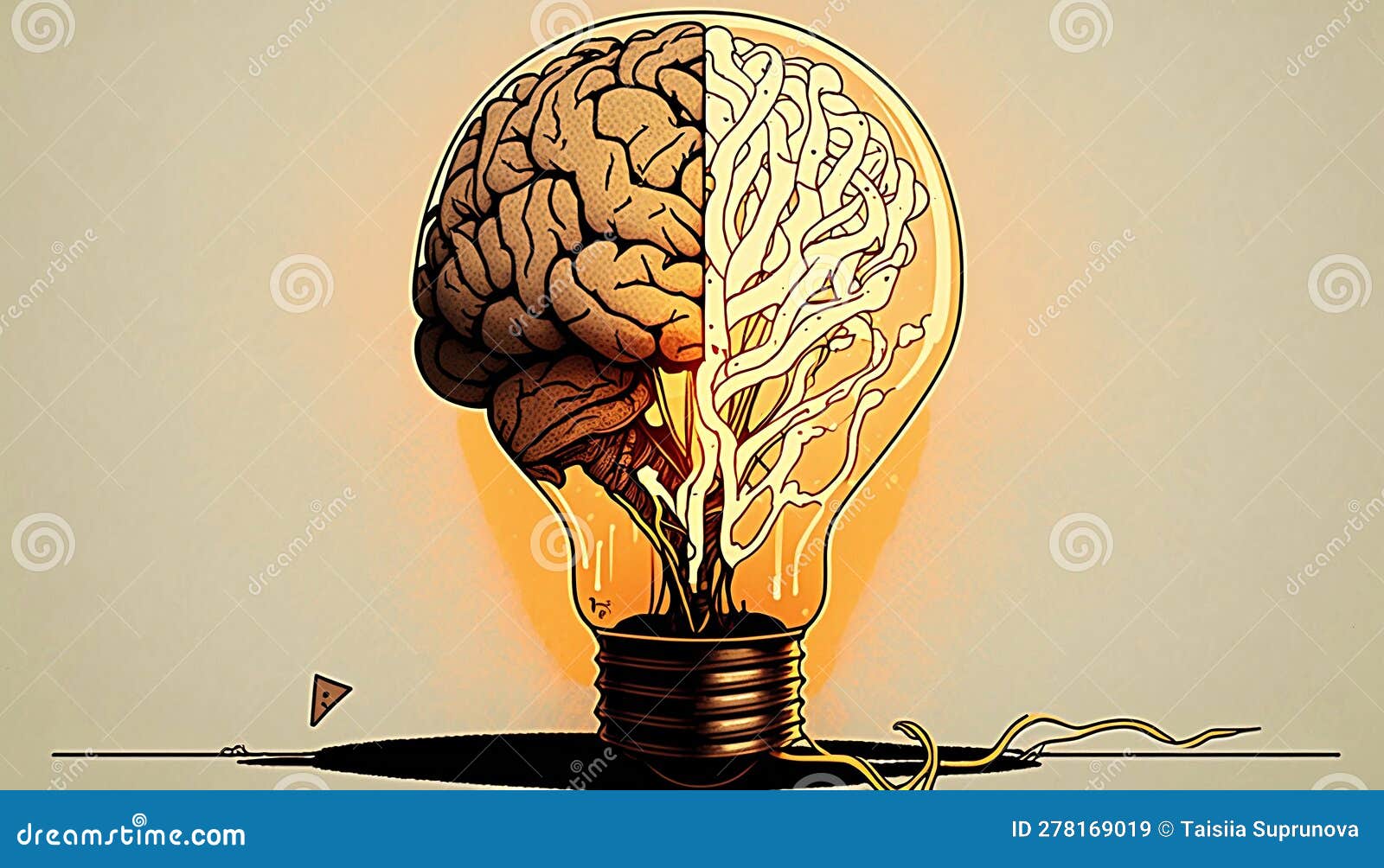 The Concept of the Mind in the Form of a Light Bulb Stock Illustration ...