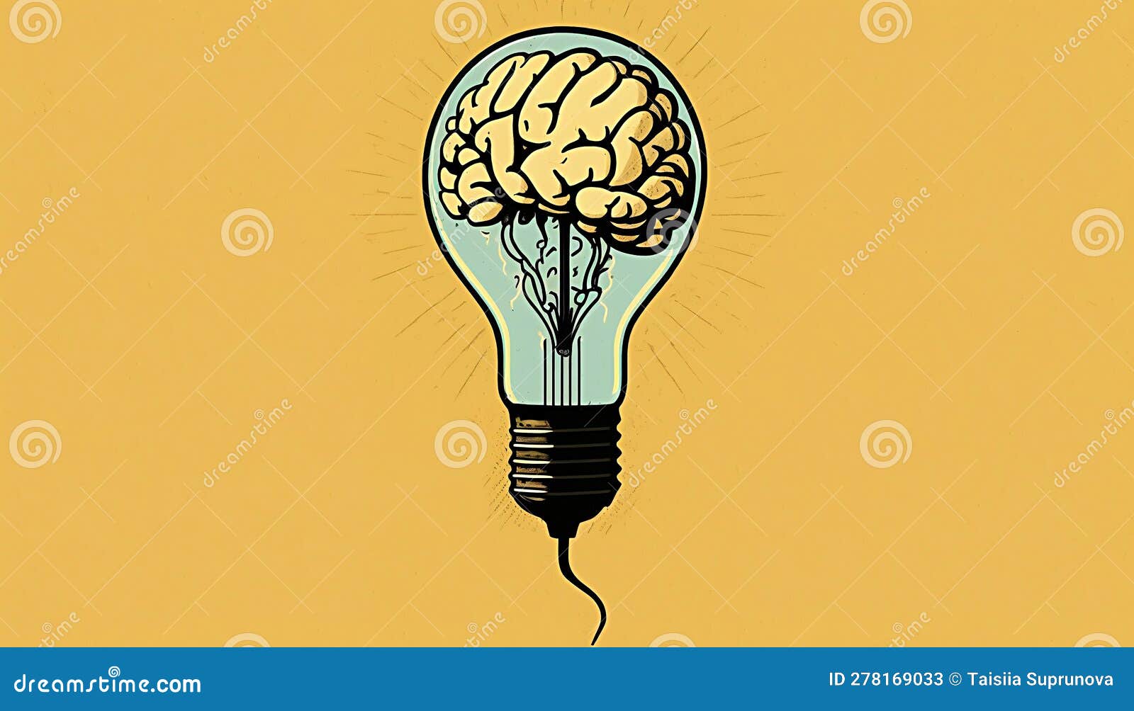 The Concept of the Mind in the Form of a Light Bulb Stock Illustration ...