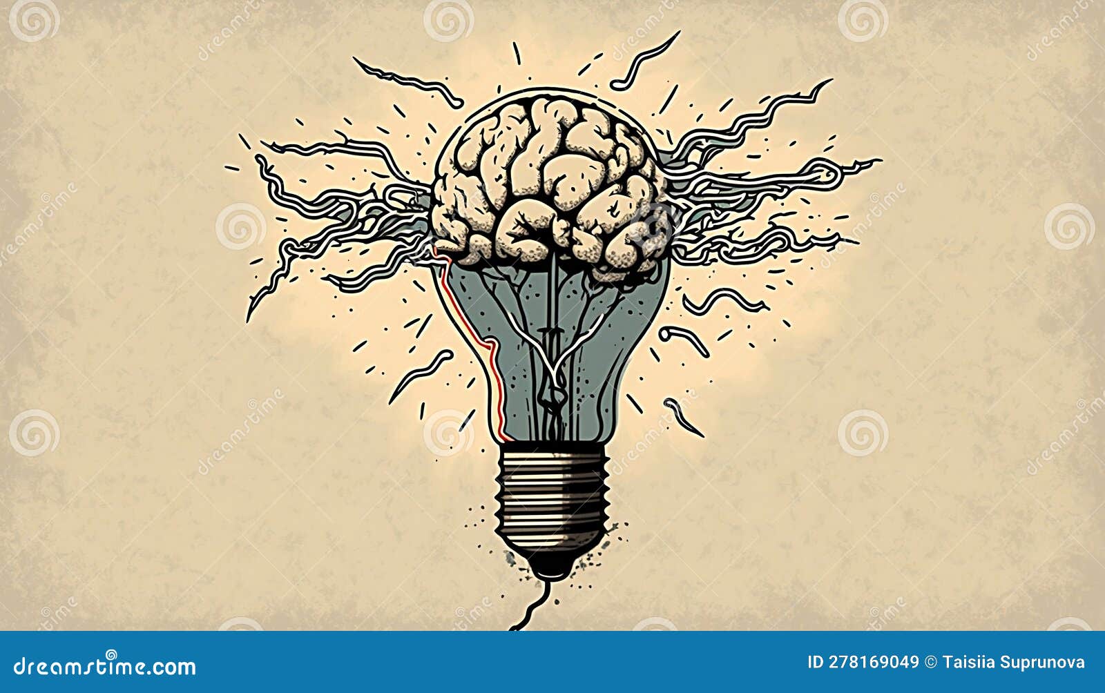 The Concept of the Mind in the Form of a Light Bulb Stock Illustration ...