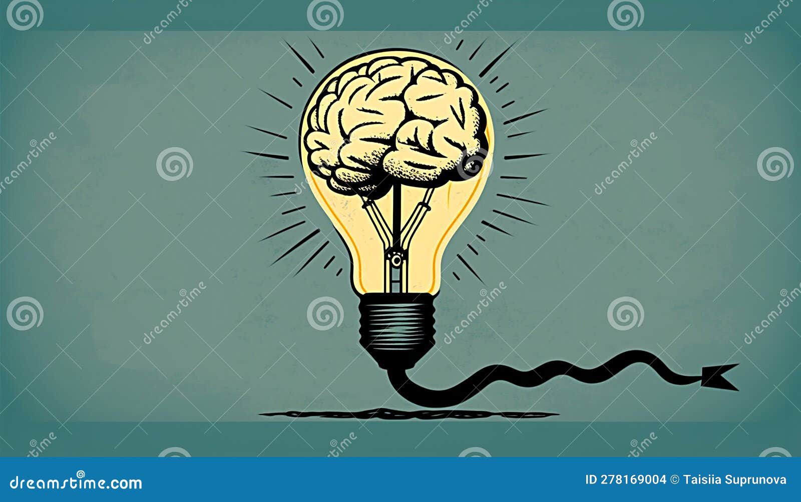 The Concept of the Mind in the Form of a Light Bulb Stock Illustration ...
