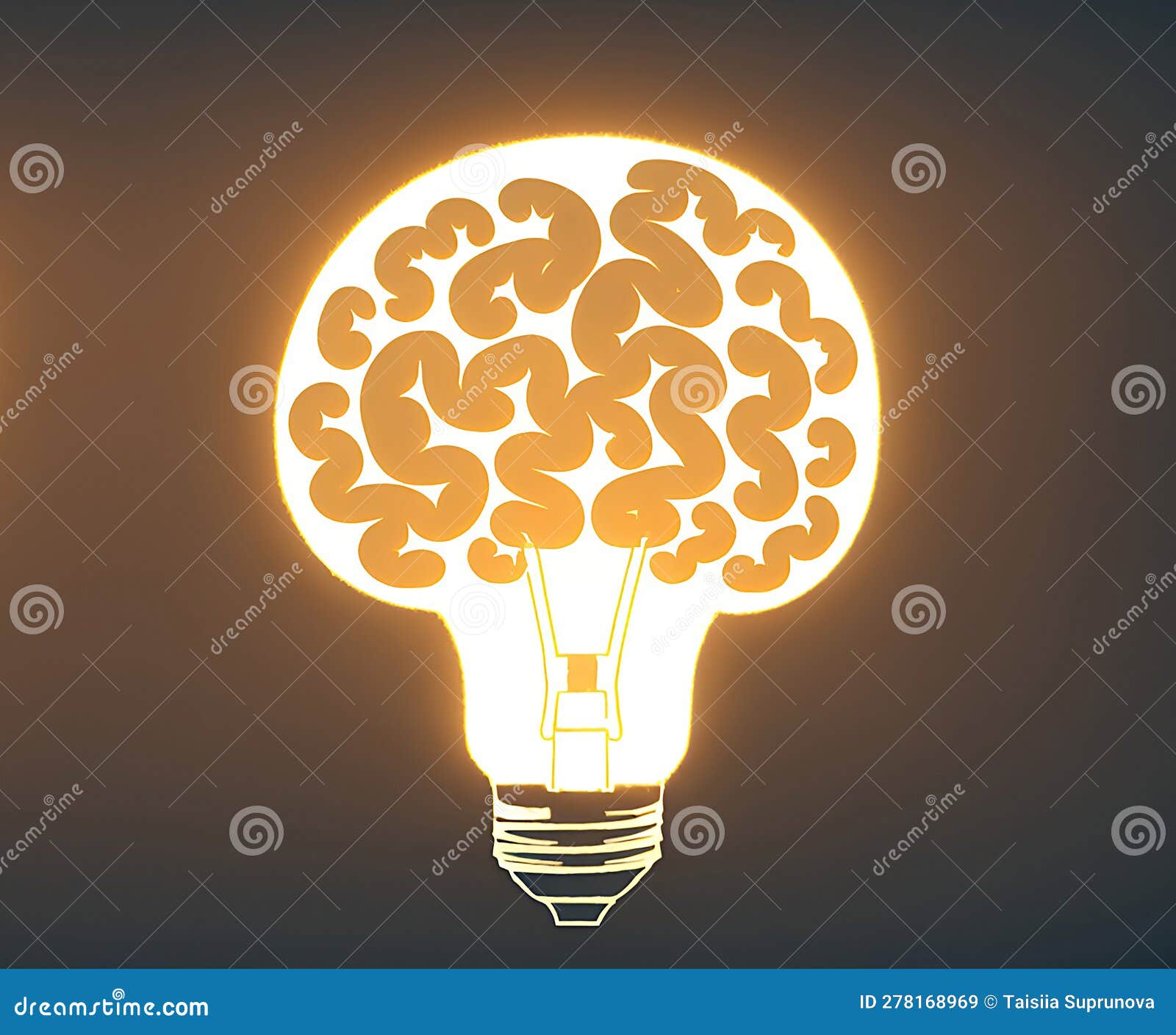 The Concept of the Mind in the Form of a Light Bulb Stock Illustration ...
