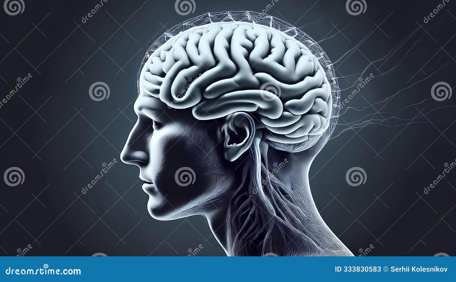 Concept: Mind, Intelligence, Intellect. the Brain with Convolutions in ...