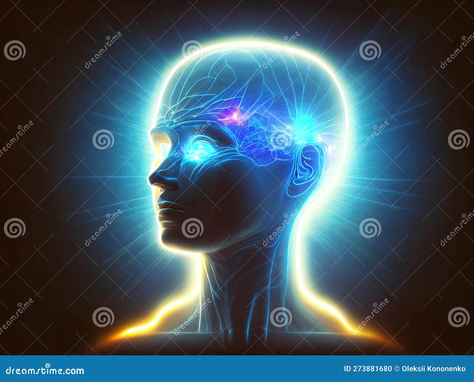 Concept of Mindfulness and Mental Activity. Human Face and Elements ...