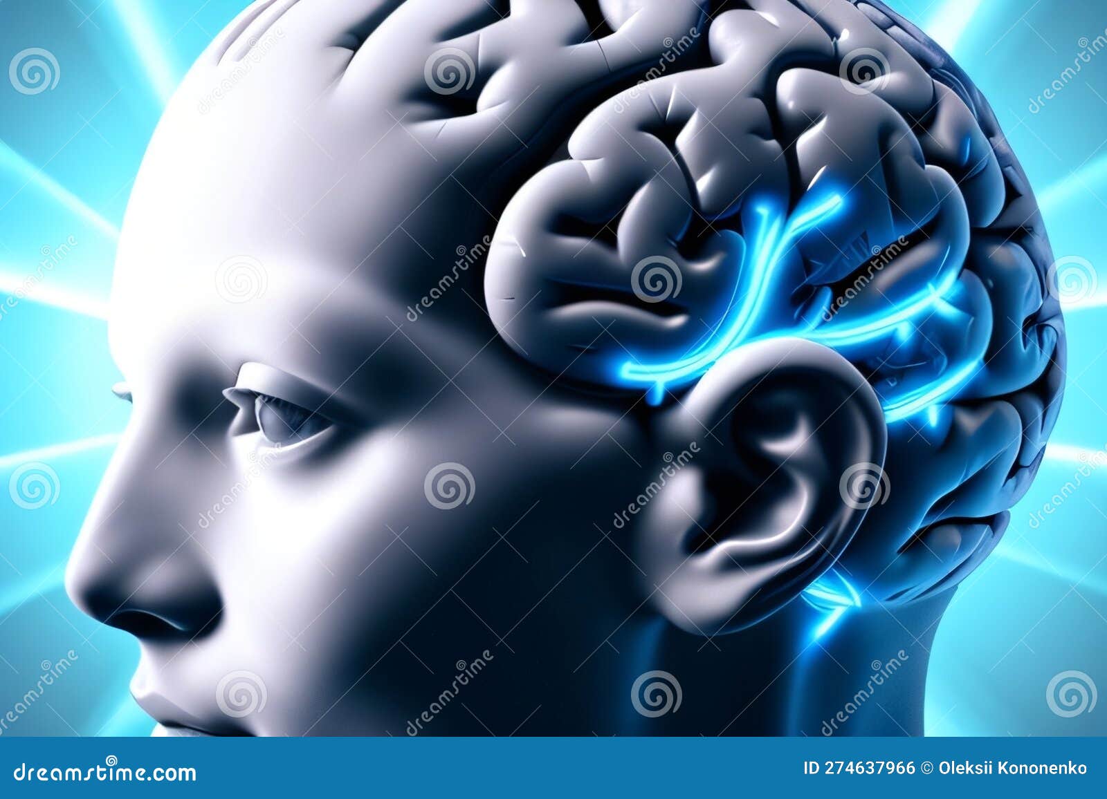 Concept of Mindfulness and Mental Activity. Human Face and Elements ...