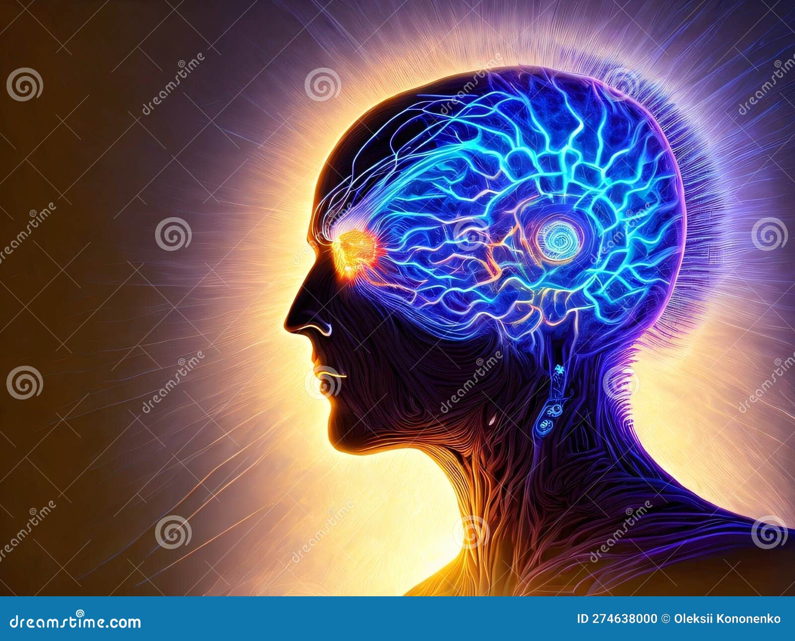 Concept of Mindfulness and Mental Activity. Human Face and Elements ...