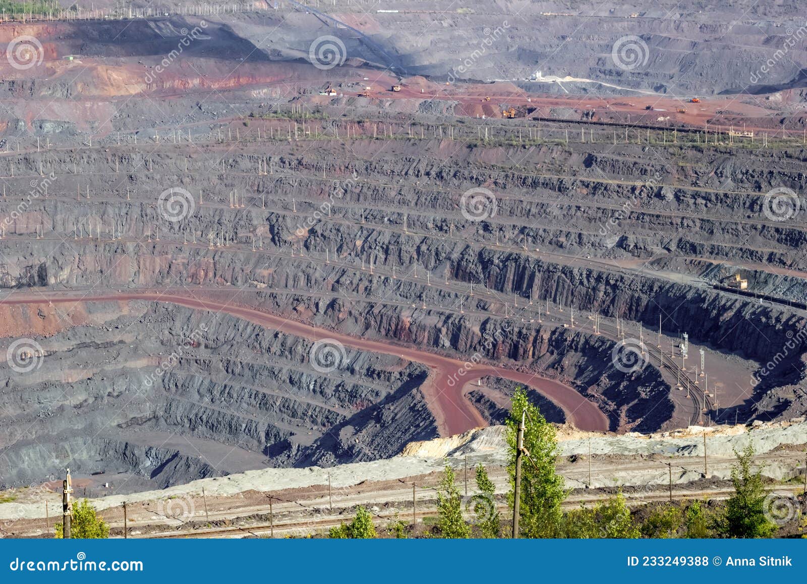 Iron Ore Mining at an Industrial Mine, Top View. Stock Photo - Image of ...