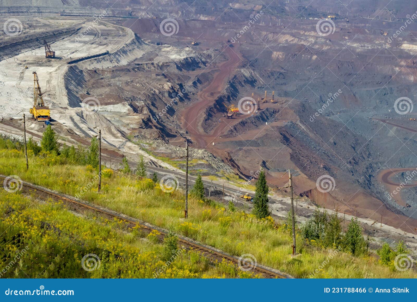 Concept of Mineral Development - Panorama of Operating Ore Mine. Stock ...