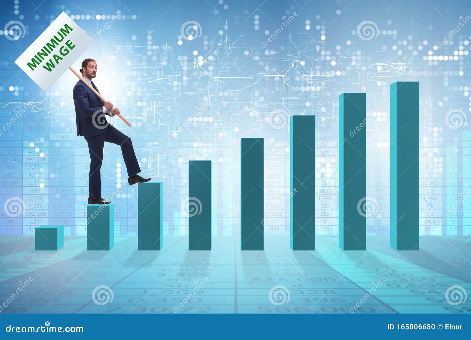 Concept of Minimum Wage with Businessman Stock Photo - Image of ...