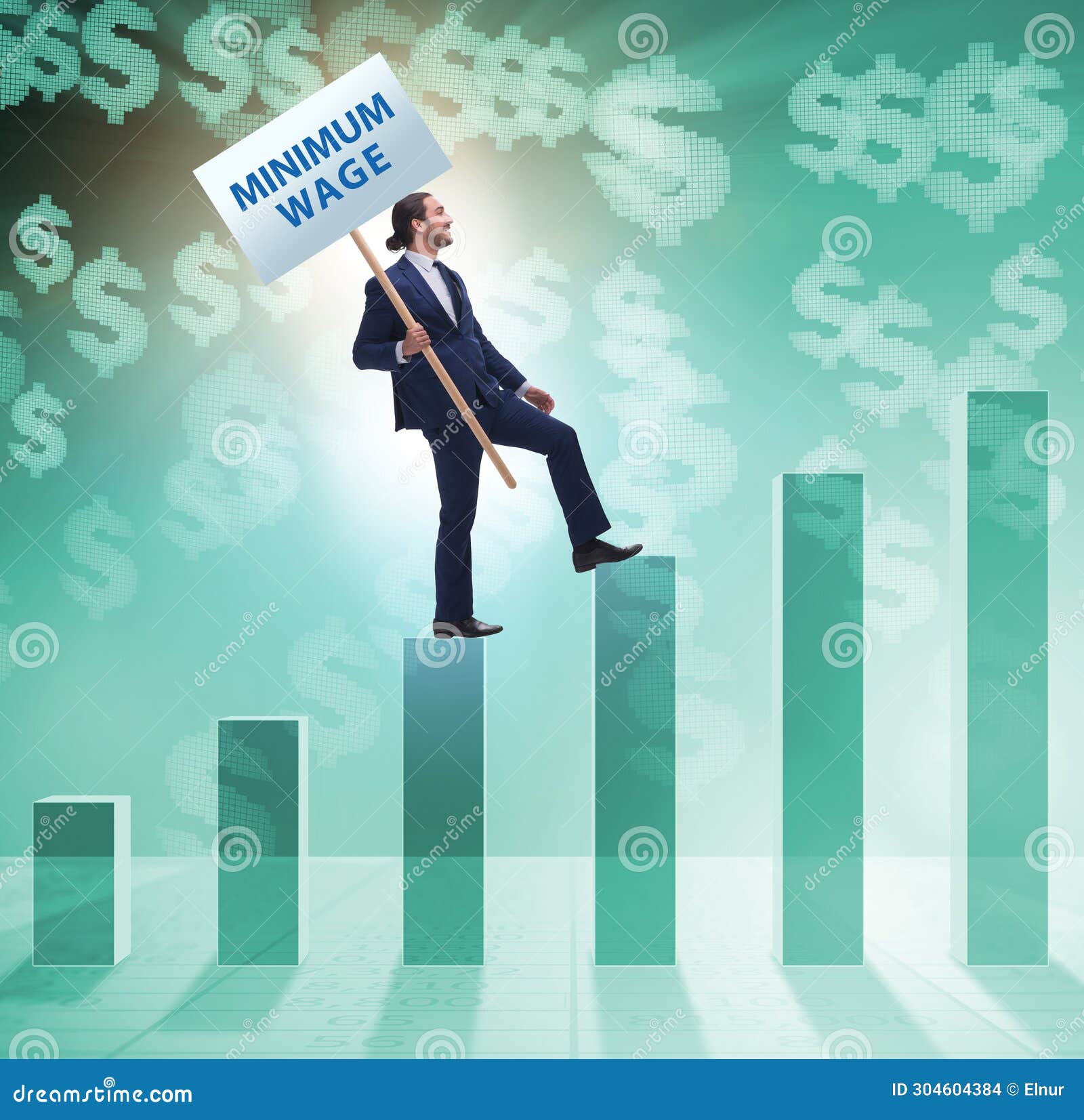 Concept of Minimum Wage with Businessman Stock Photo - Image of chart ...