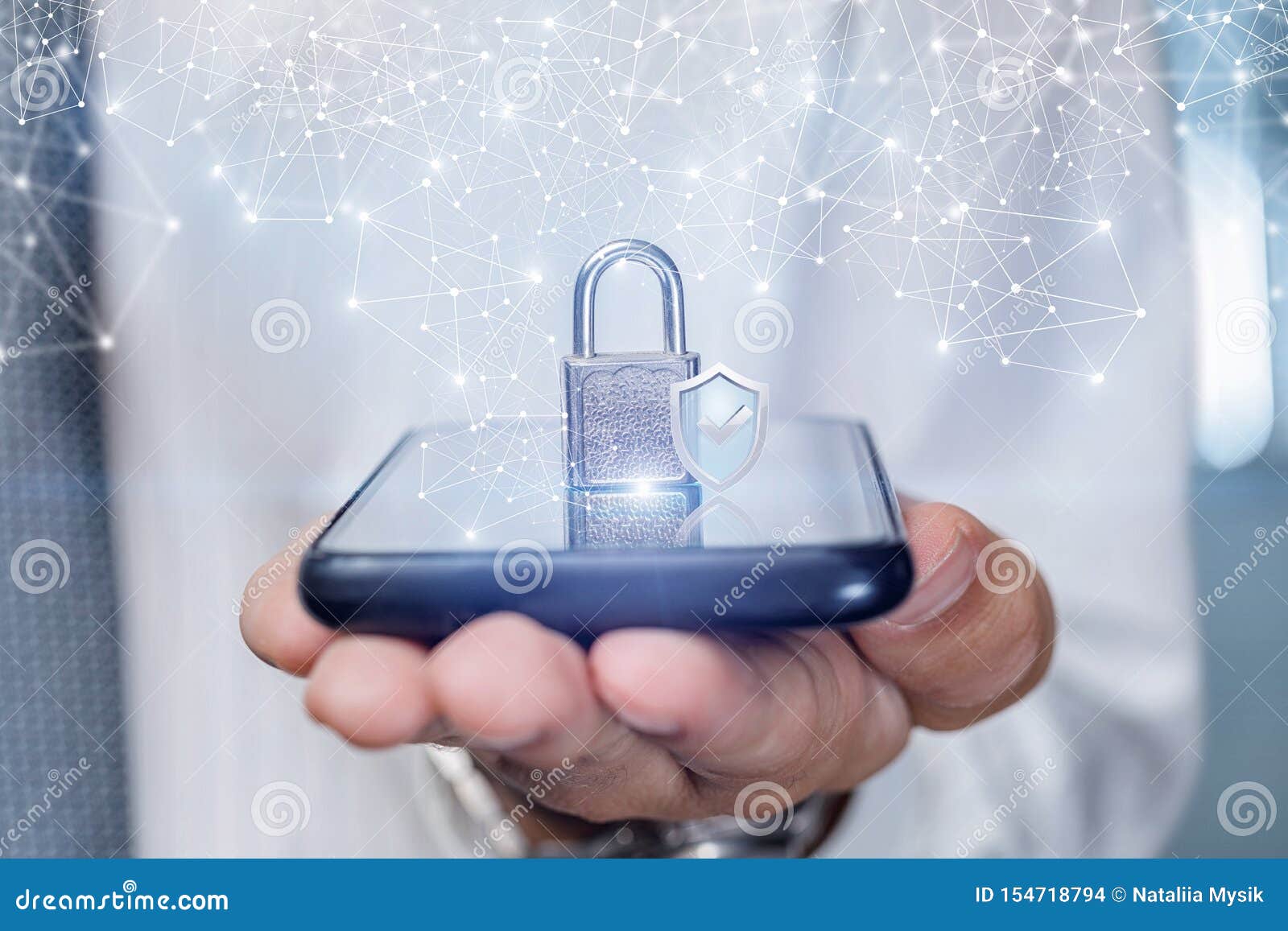 The Concept of Mobile Security Stock Photo - Image of computer, blue ...