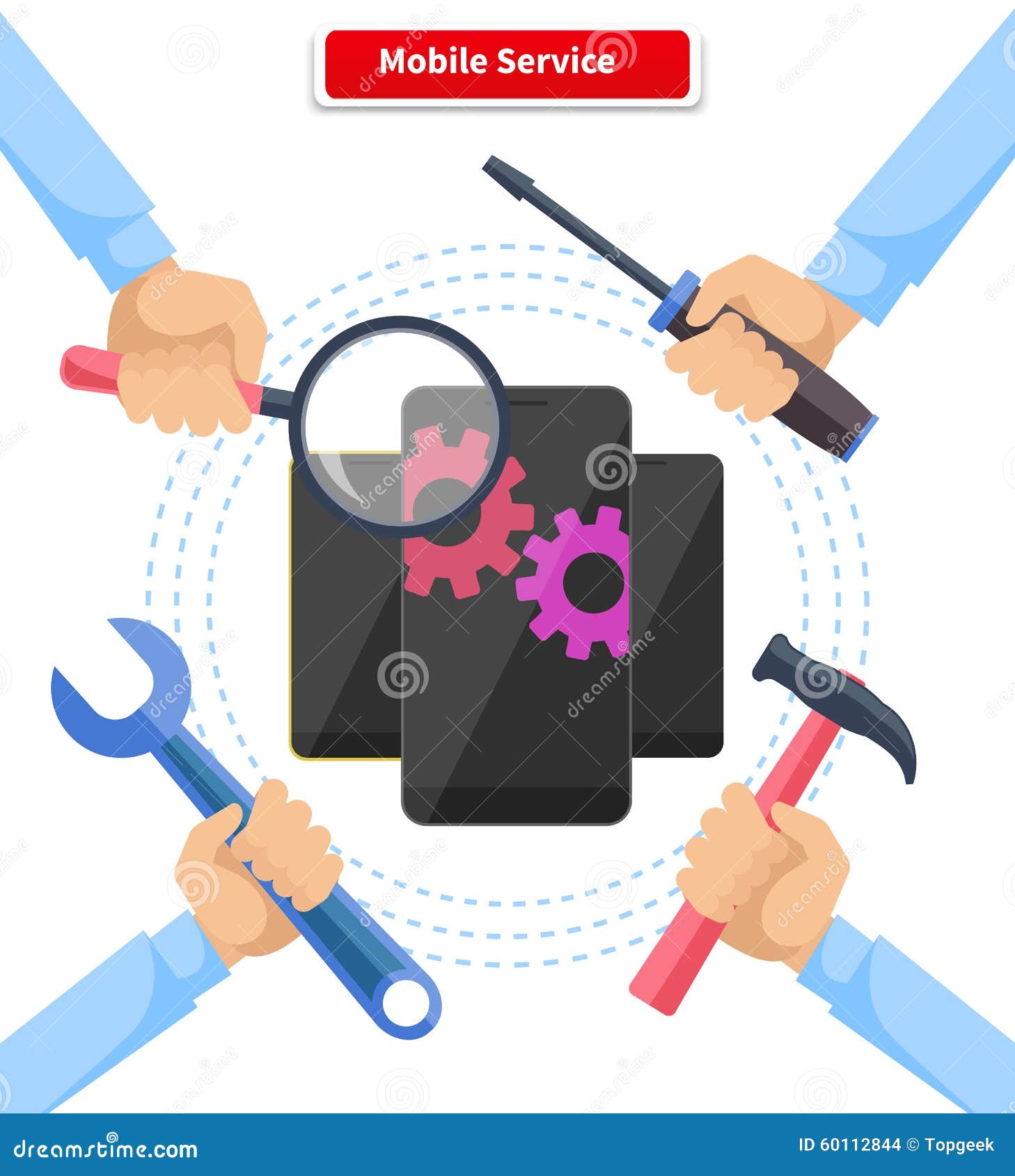 Concept Mobile Service Repair Gadgets Stock Vector - Illustration of ...