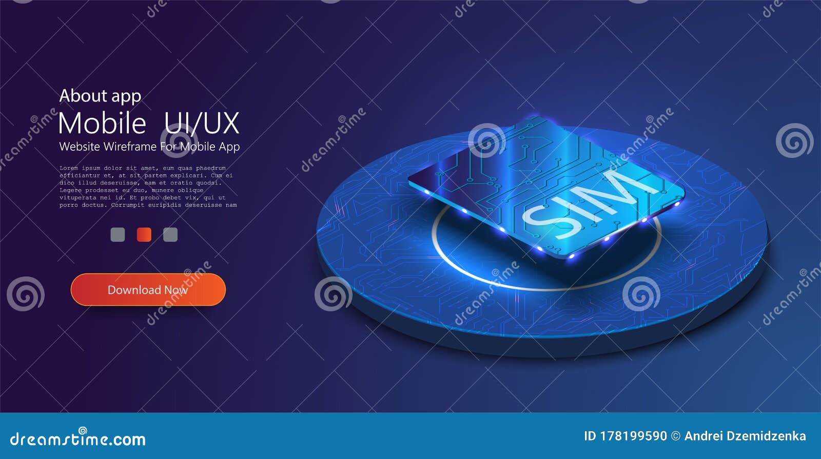 Concept for Mobile Sim Card Technology and Network. ESIM Card Chip Sign ...
