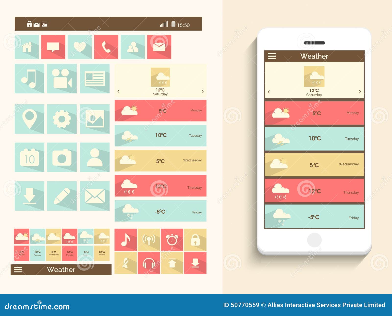 Concept of Mobile User Interface. Stock Illustration - Illustration of ...