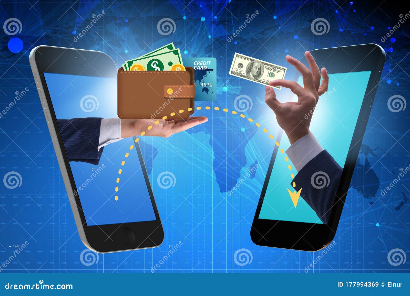 Concept of Mobile Wallet Transfers - 3d Rendering Stock Image - Image ...