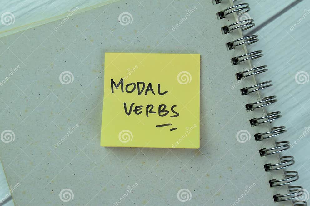 Concept of Modal Verbs Write on Sticky Notes Isolated on Wooden Table ...
