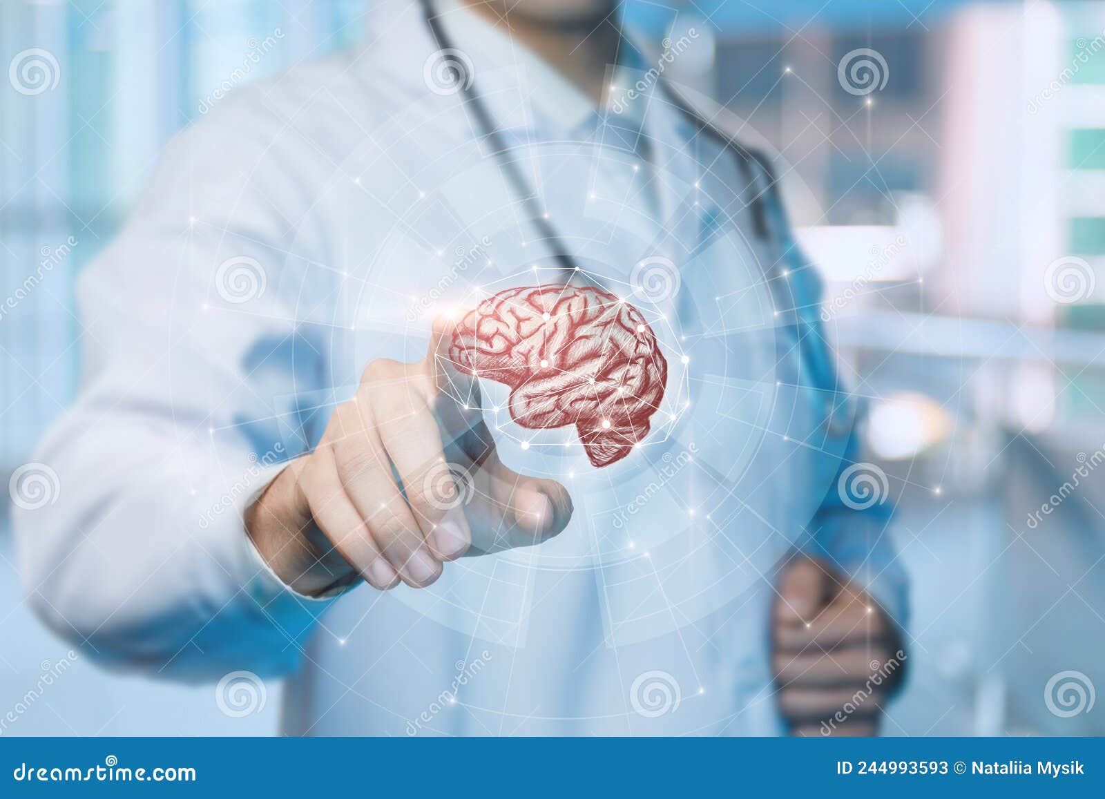 Modern Brain Link Connected Point Logo Vector. Digital Human Brain ...