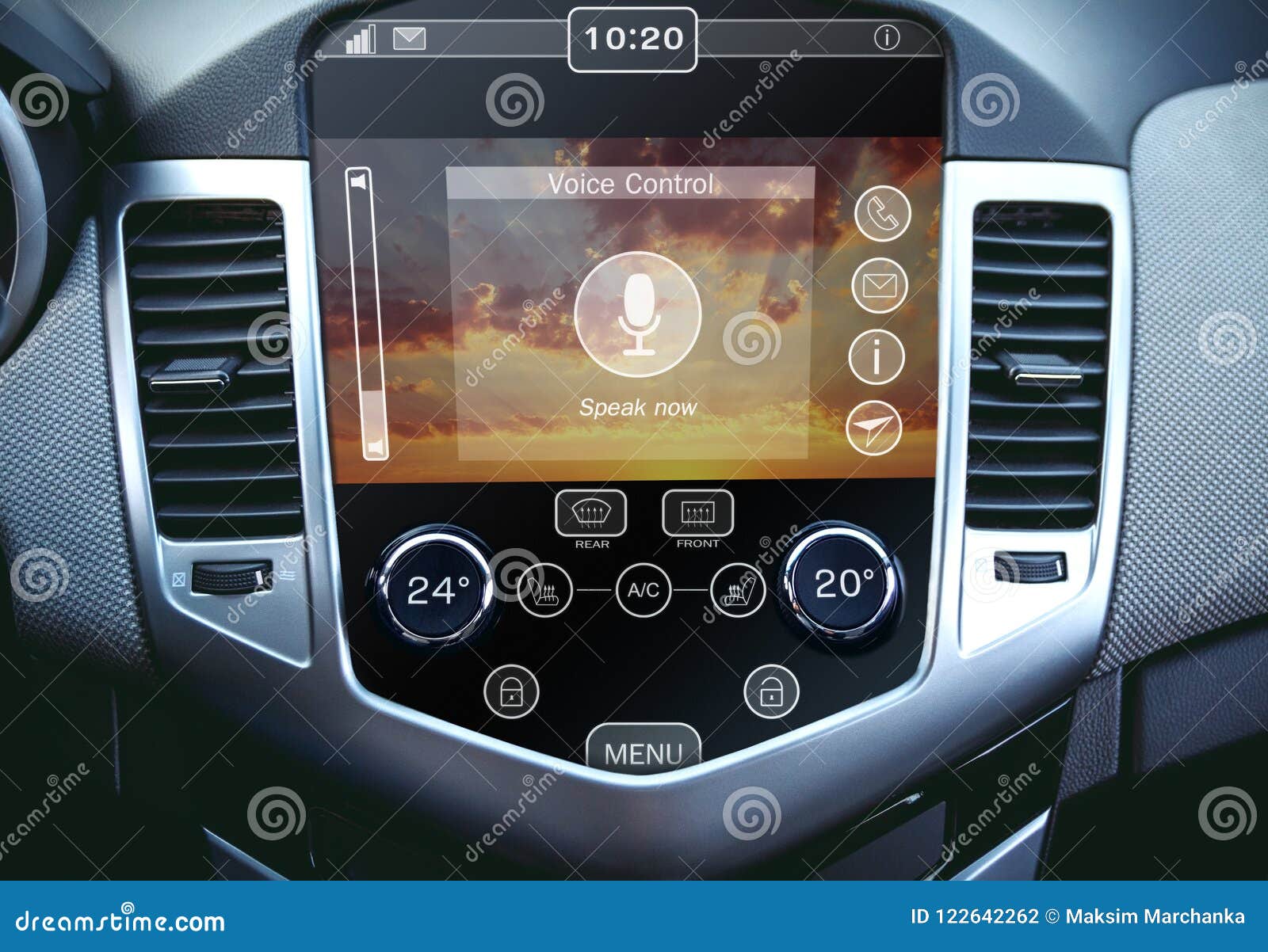 Modern car dashboard. stock photo. Image of concept - 122642262