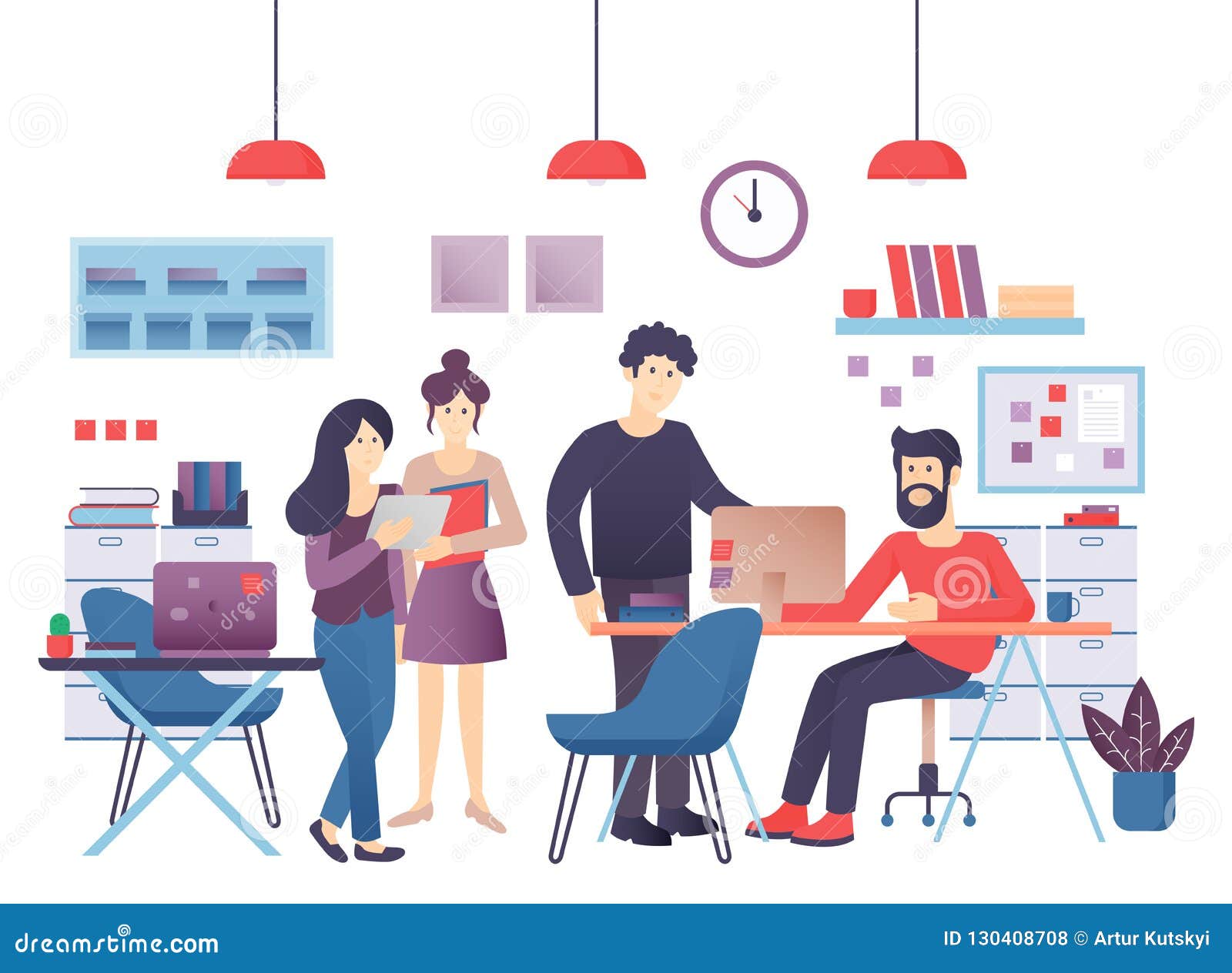 Concept of the Modern Coworking Center. Creative Team in Shared Working ...