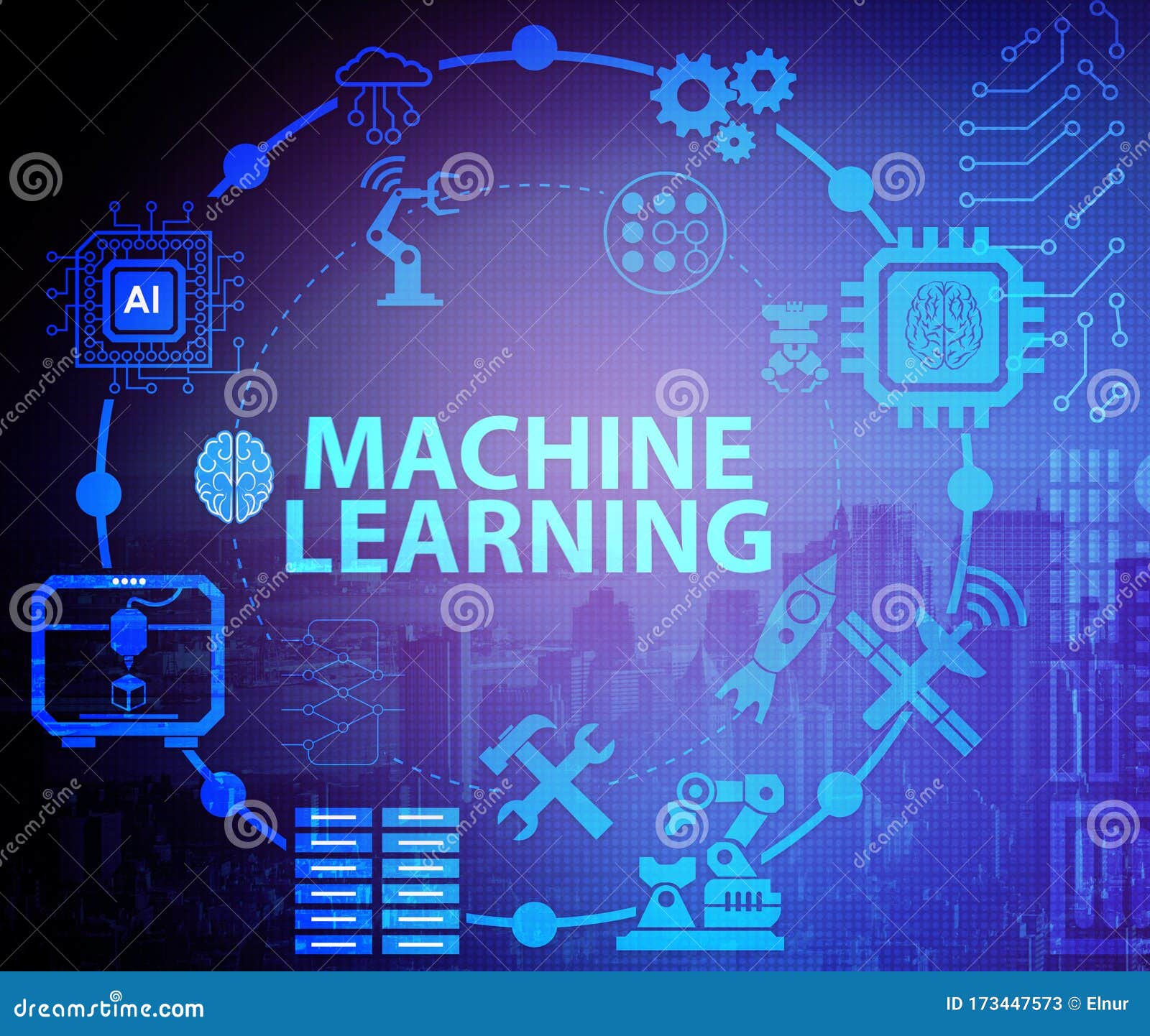 Concept of Modern it Technology with Machine Learning Stock ...