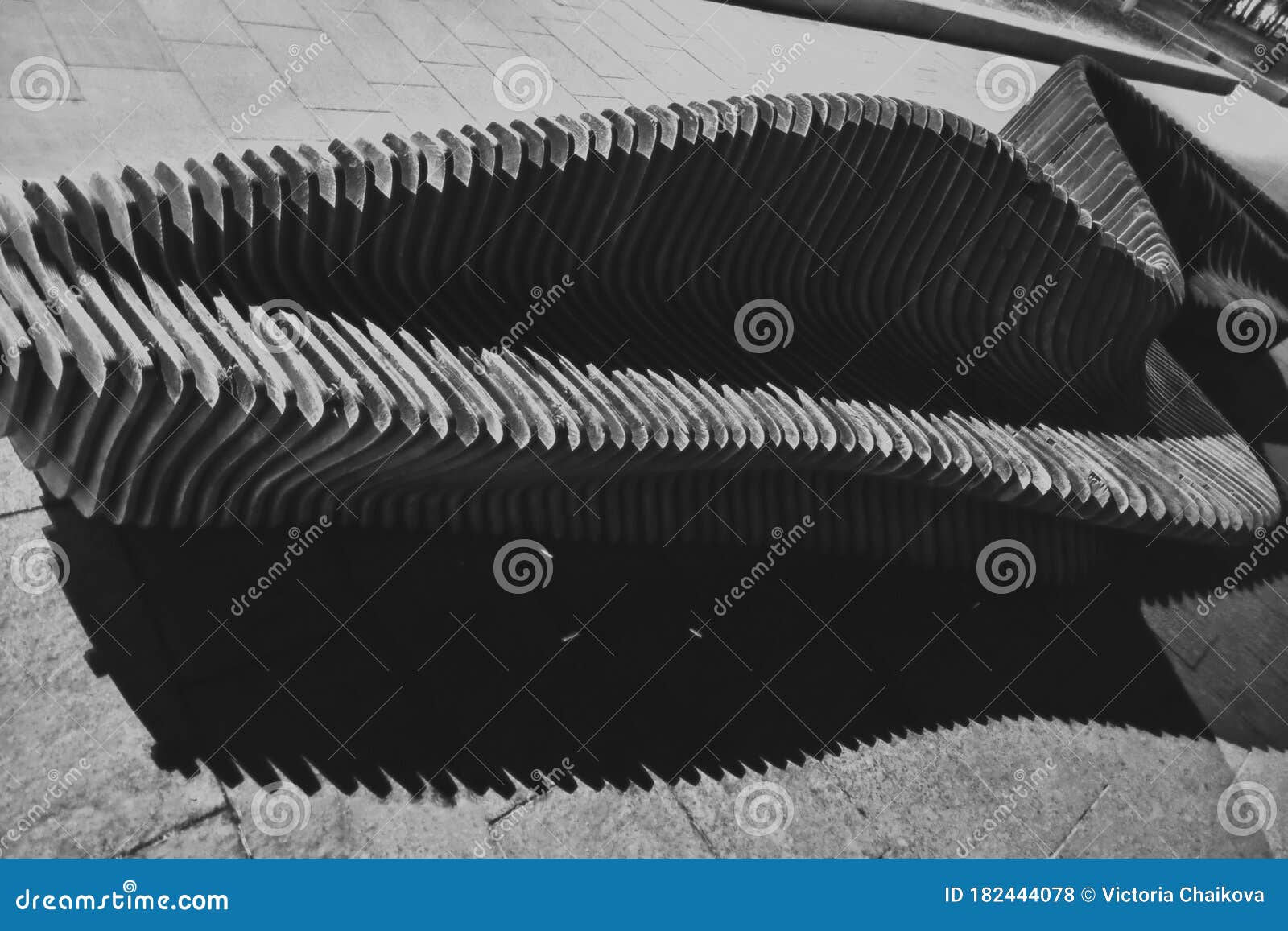 The Concept Modern Wave Pattern of a Wooden Slatted Bench on the Coast ...
