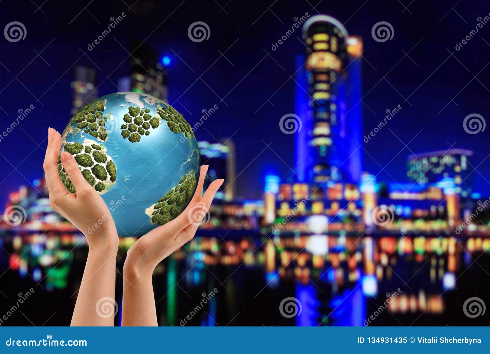 Concept of Modern World with Skyscraper, Airplane and Elements of the ...