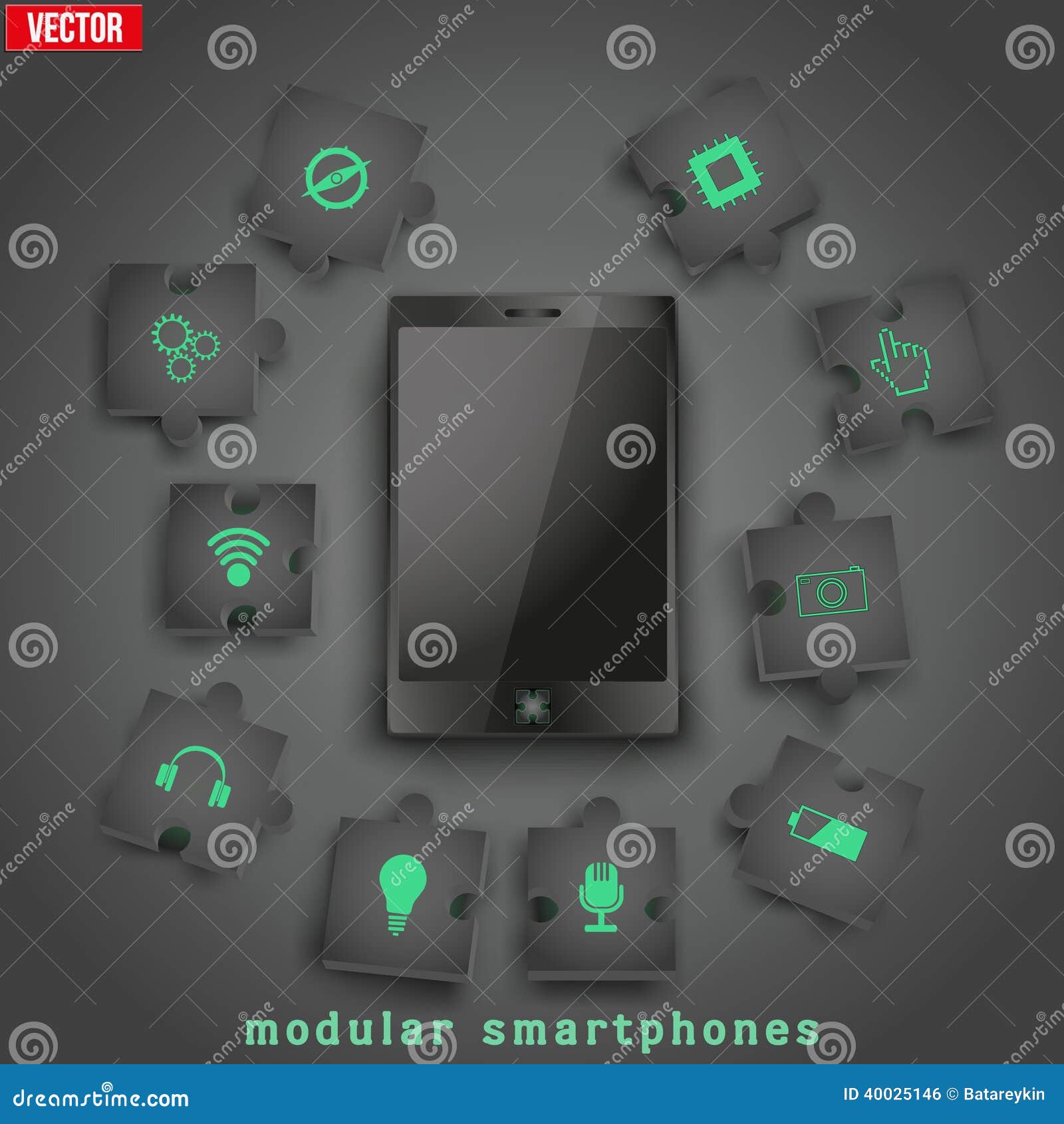 Concept Of Modular Smartphone. Background Illustation. Cartoon Vector ...