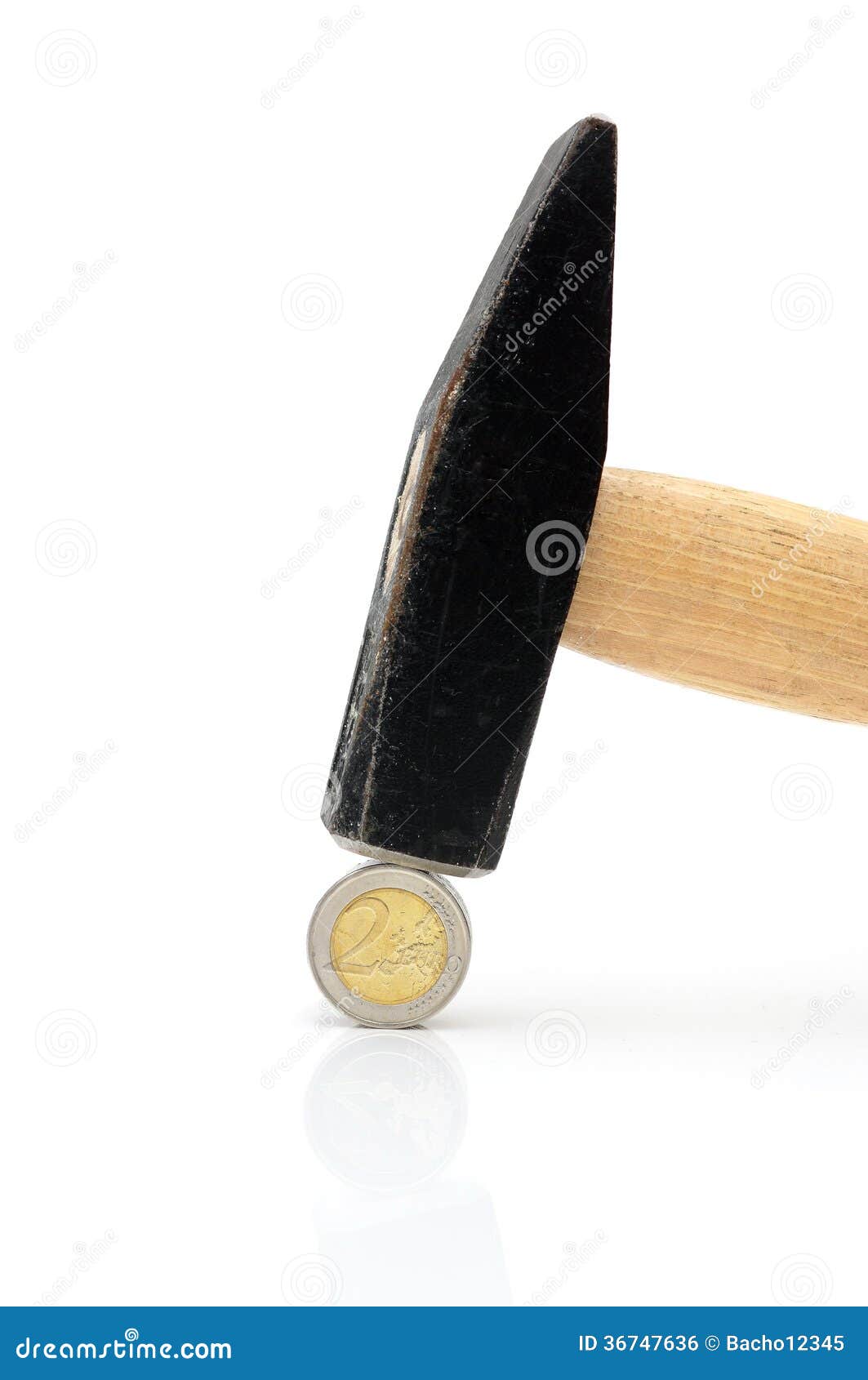 Concept of Monetary Crisis Hammer on Coin Stock Photo - Image of ...