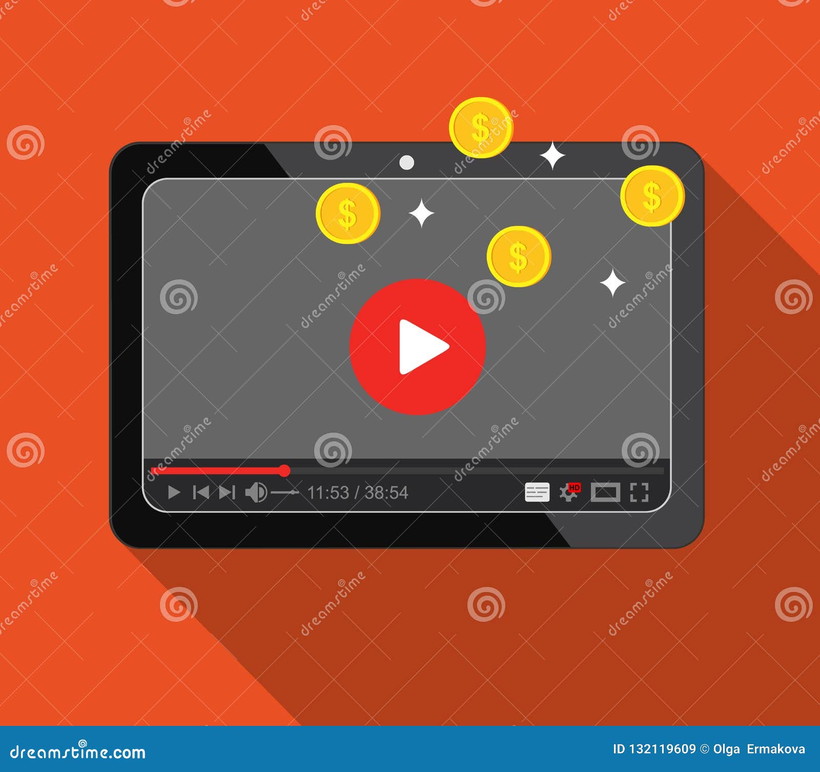 Concept of Monetization of the Video. Making Money on Video Content ...
