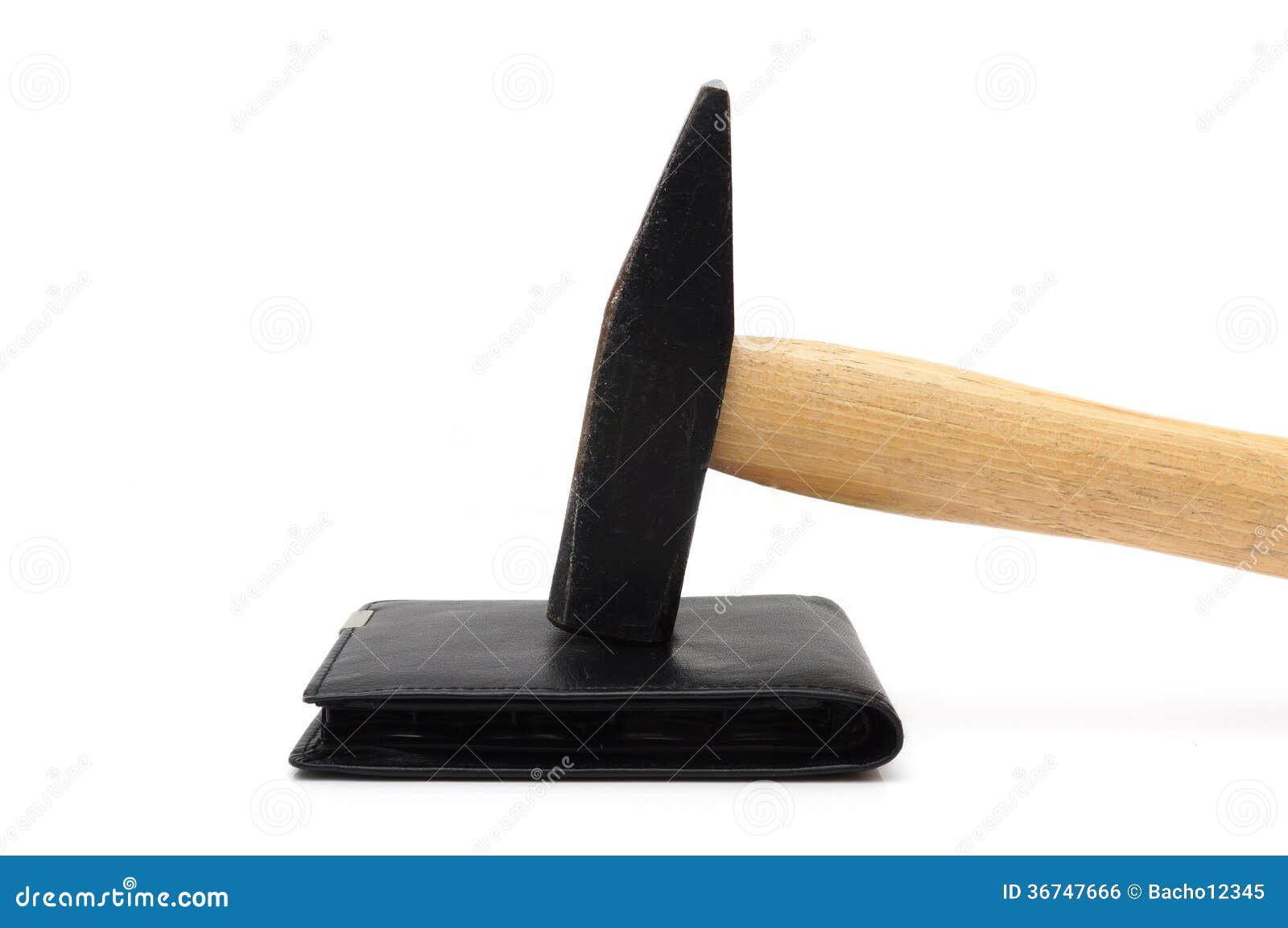 Concept of Money Problems with Empty Wallet and Hammer Stock Photo ...