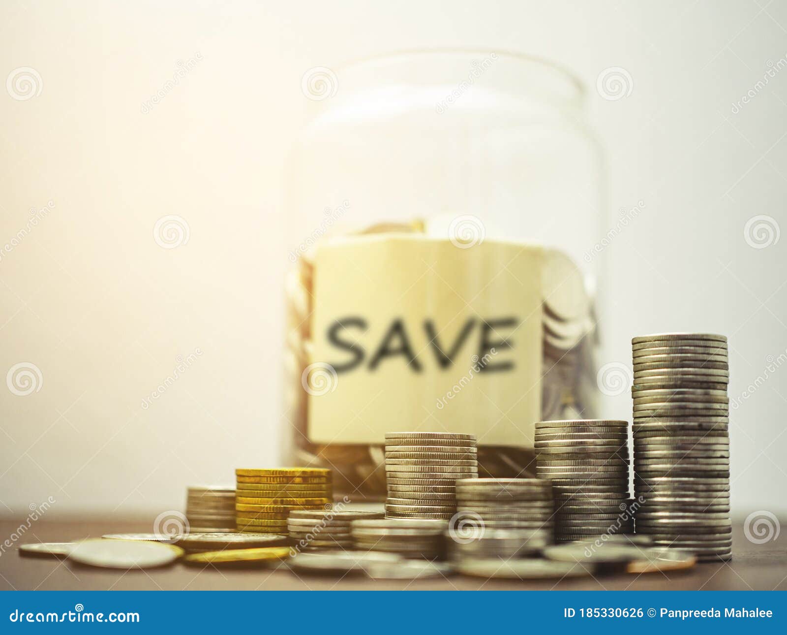 Concept of Money Save and Coins Stack Stock Photo - Image of coins ...