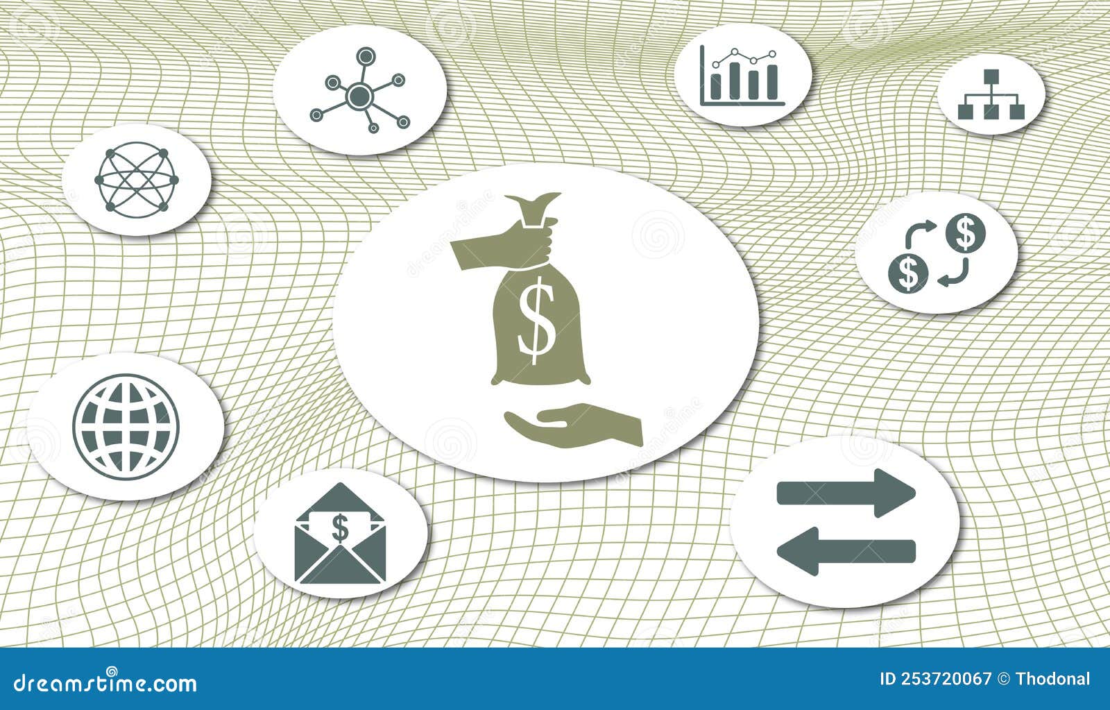 Concept of money transfer stock illustration. Illustration of network ...