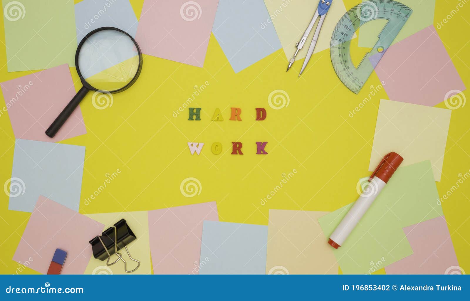 The Concept Of Motivation, Work. The Words HARD WORK In The Center On A ...