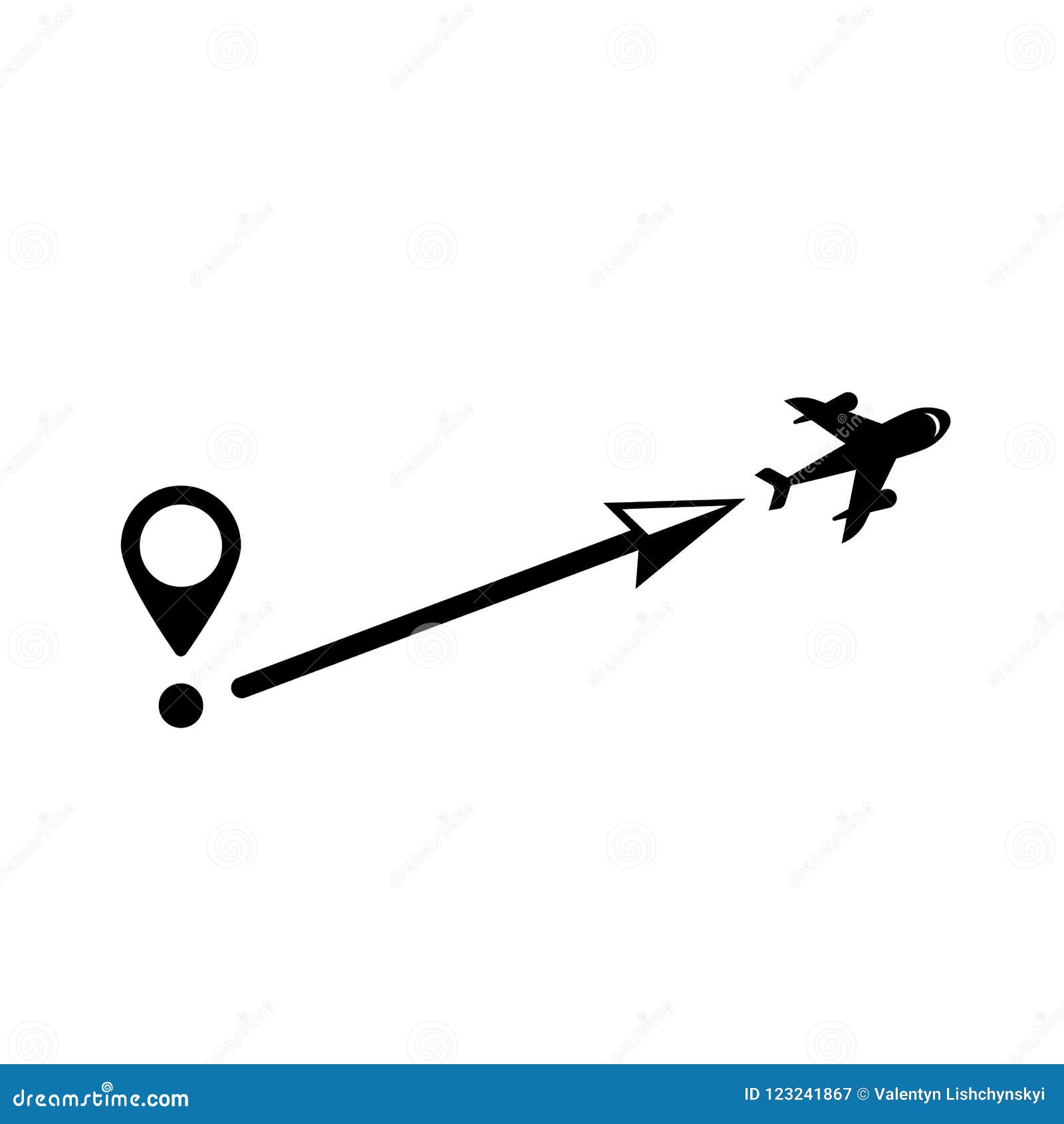 Concept of Movement. Aircraft and Location Icon Stock Illustration ...