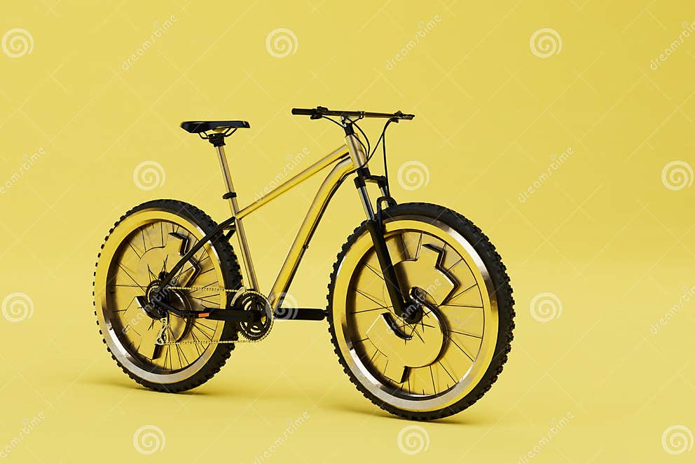 The Concept of Moving on a Bicycle. Bicycle with a Yellow Frame on a ...