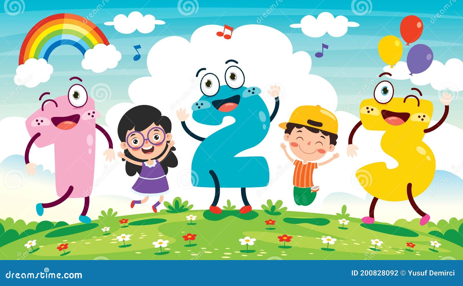 Concept of Multi Colored Numbers Stock Vector - Illustration of number ...