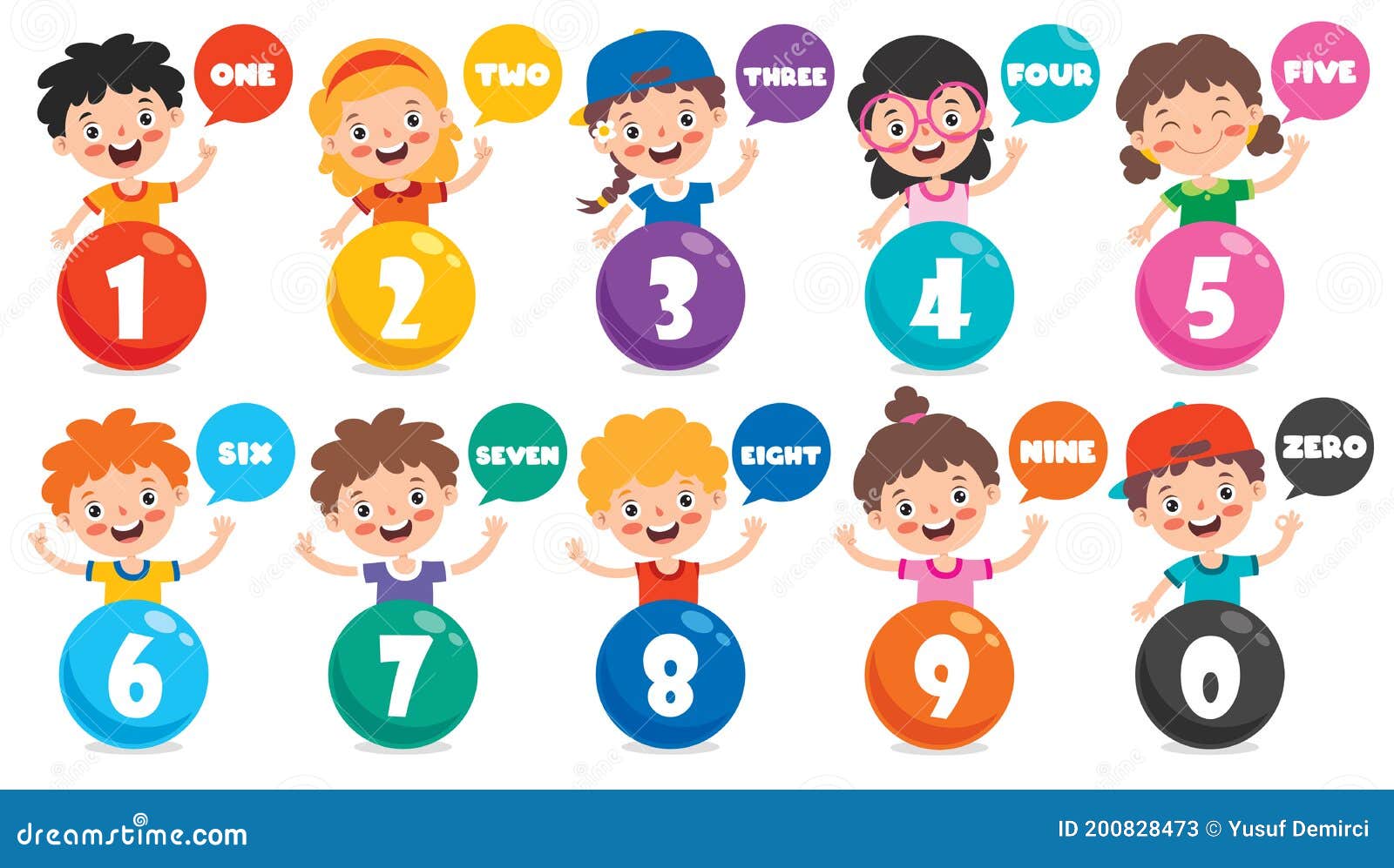 Concept of Multi Colored Numbers Stock Vector - Illustration of minus ...