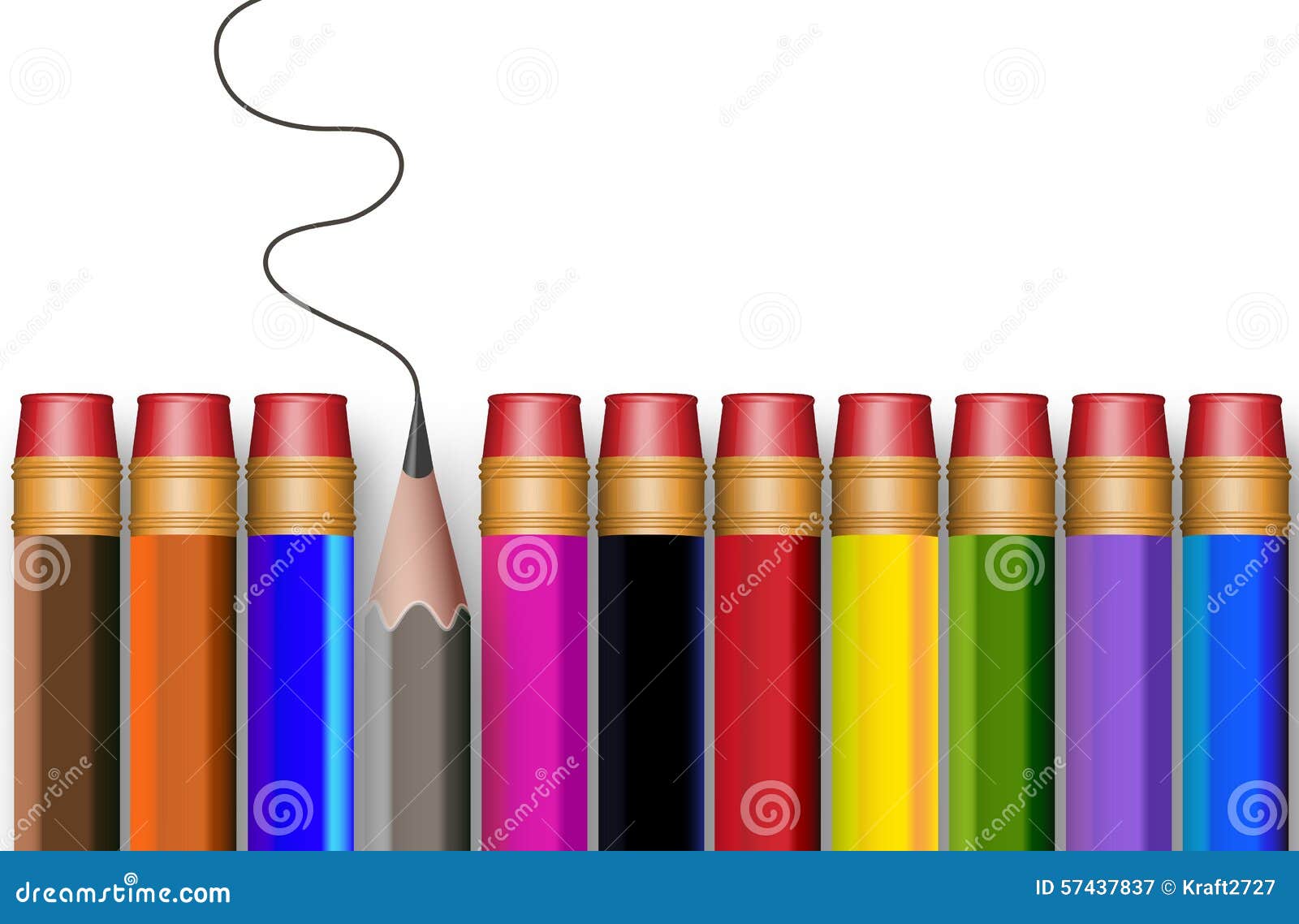 The Concept of Multi-colored Pencils Stock Illustration - Illustration ...