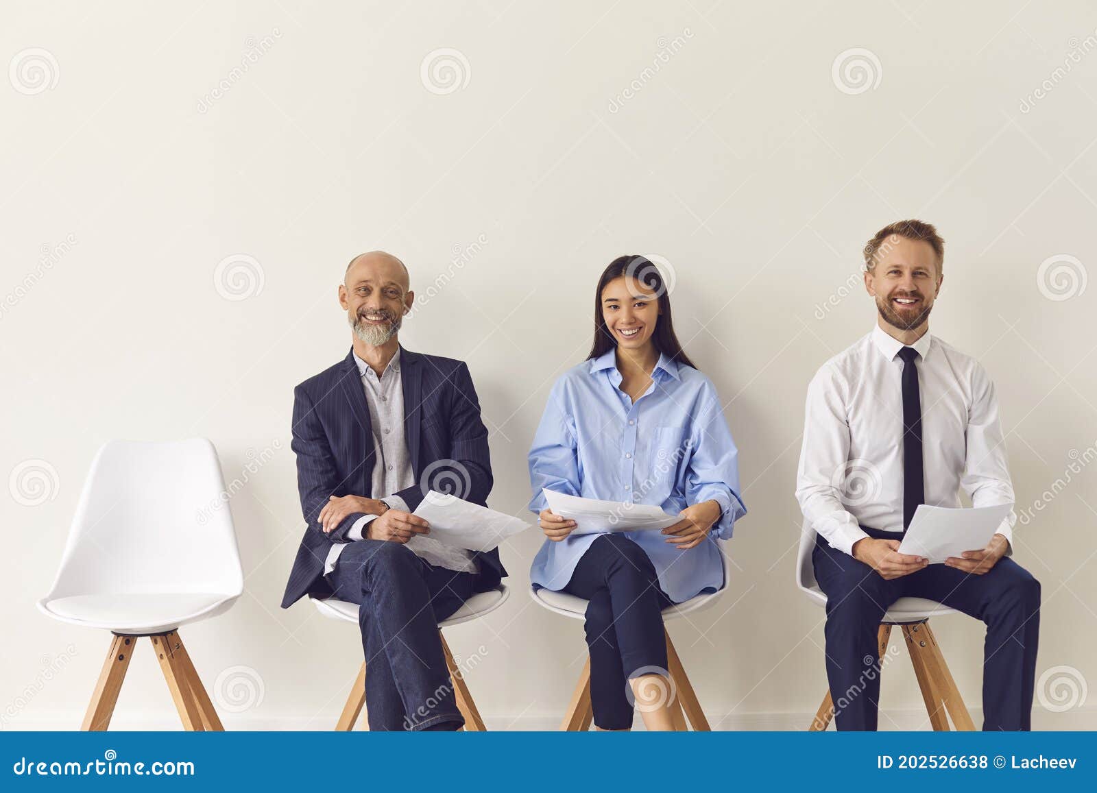 Three Positive Candidates of Different Ages Sitting on Chairs Waiting ... Three Positive Candidates of Different Ages Sitting on Chairs Waiting ...