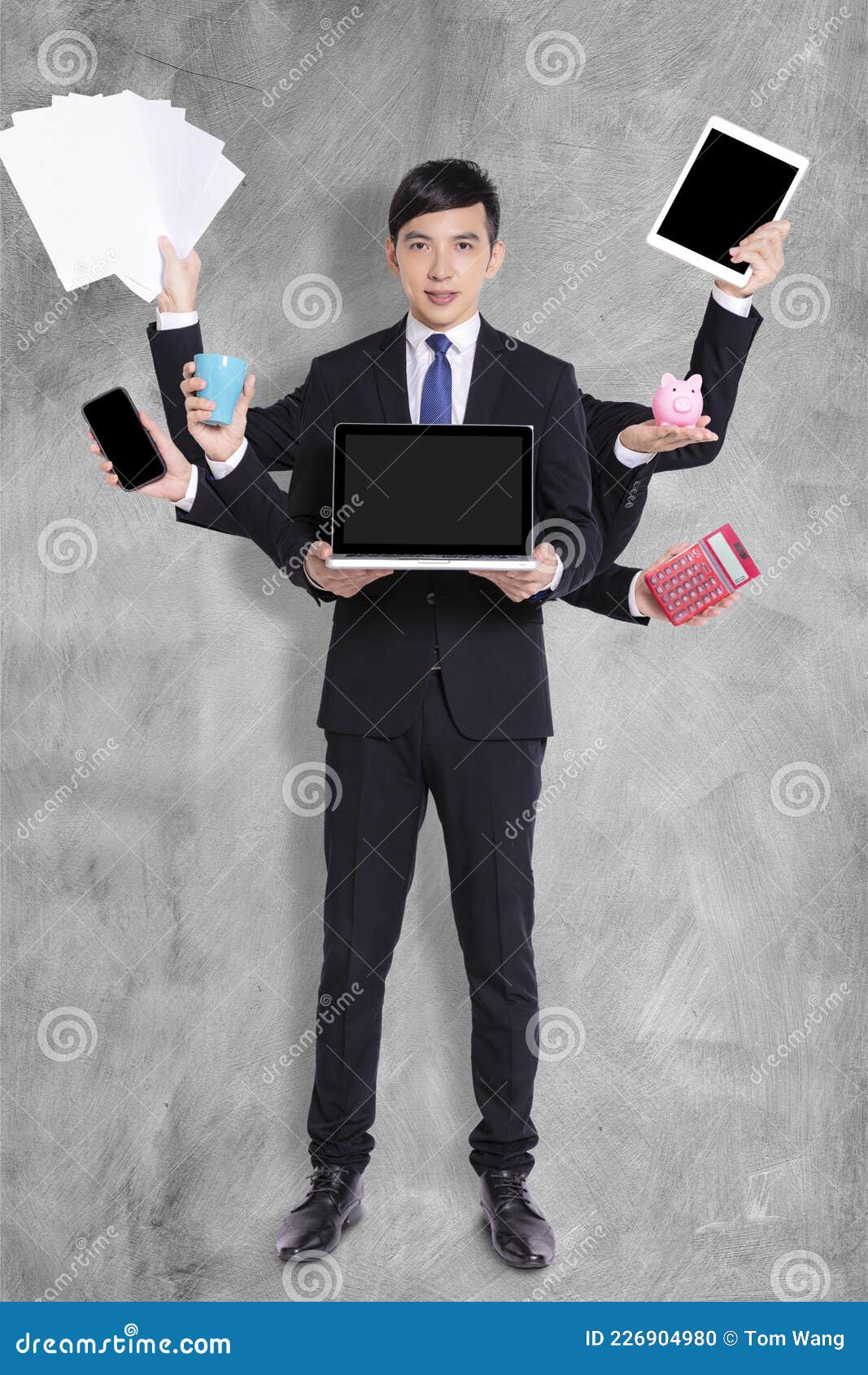 Concept of Multitasking.Businessman with Many Hands Stock Photo - Image ...