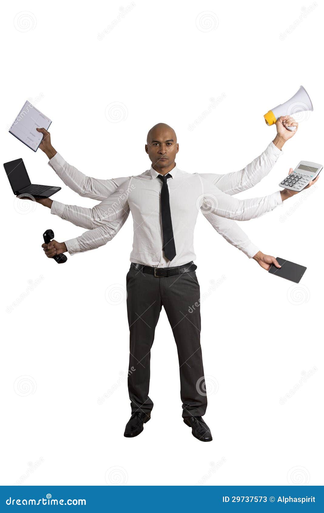 Multitasking zakenman stock afbeelding. Image of organisator - 29737573