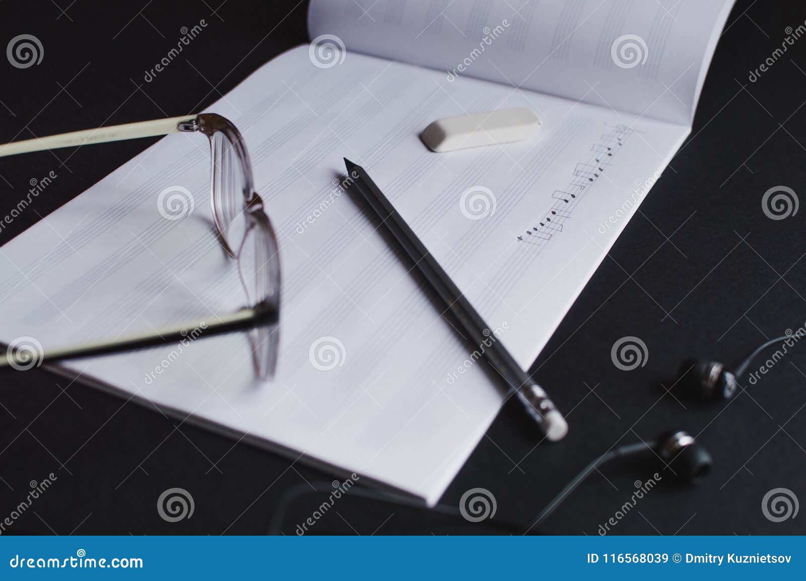 Music Notes Writing Composer Creating Musician Art Stock Image - Image ...