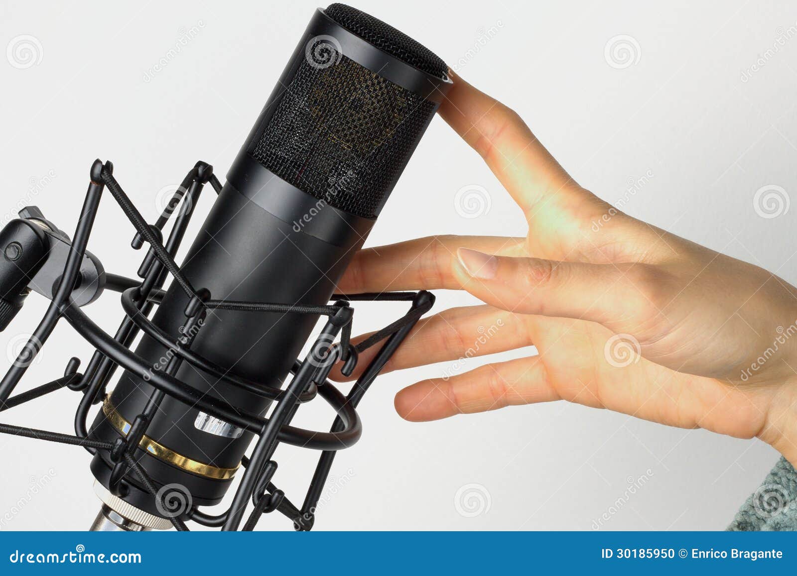 Studio Microphone with Hand Stock Photo - Image of closeup ...