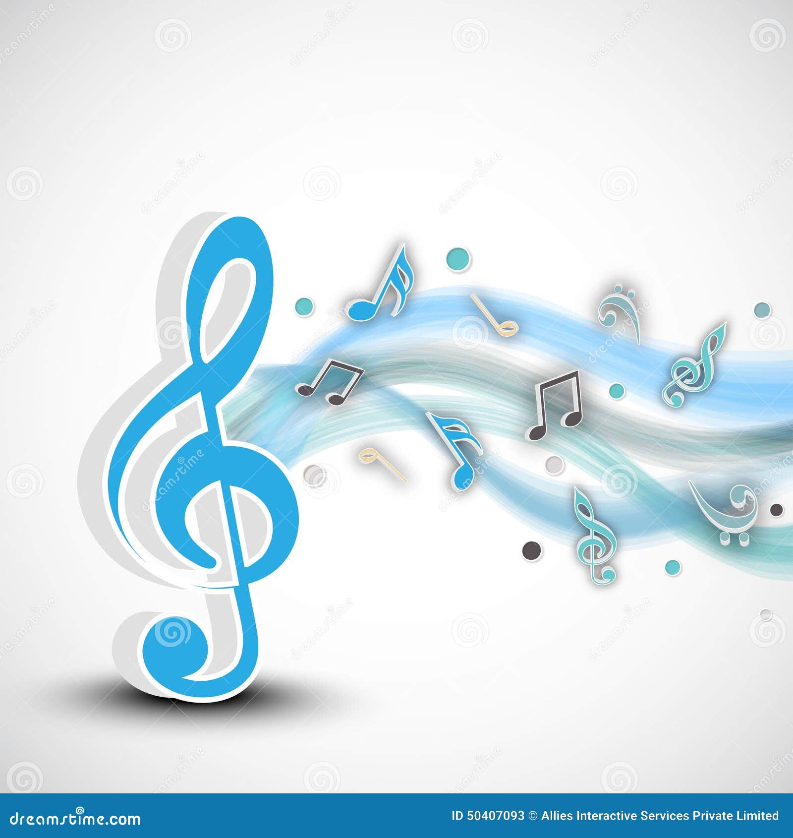 Concept of Musical Notes with Blue Waves. Stock Illustration ...