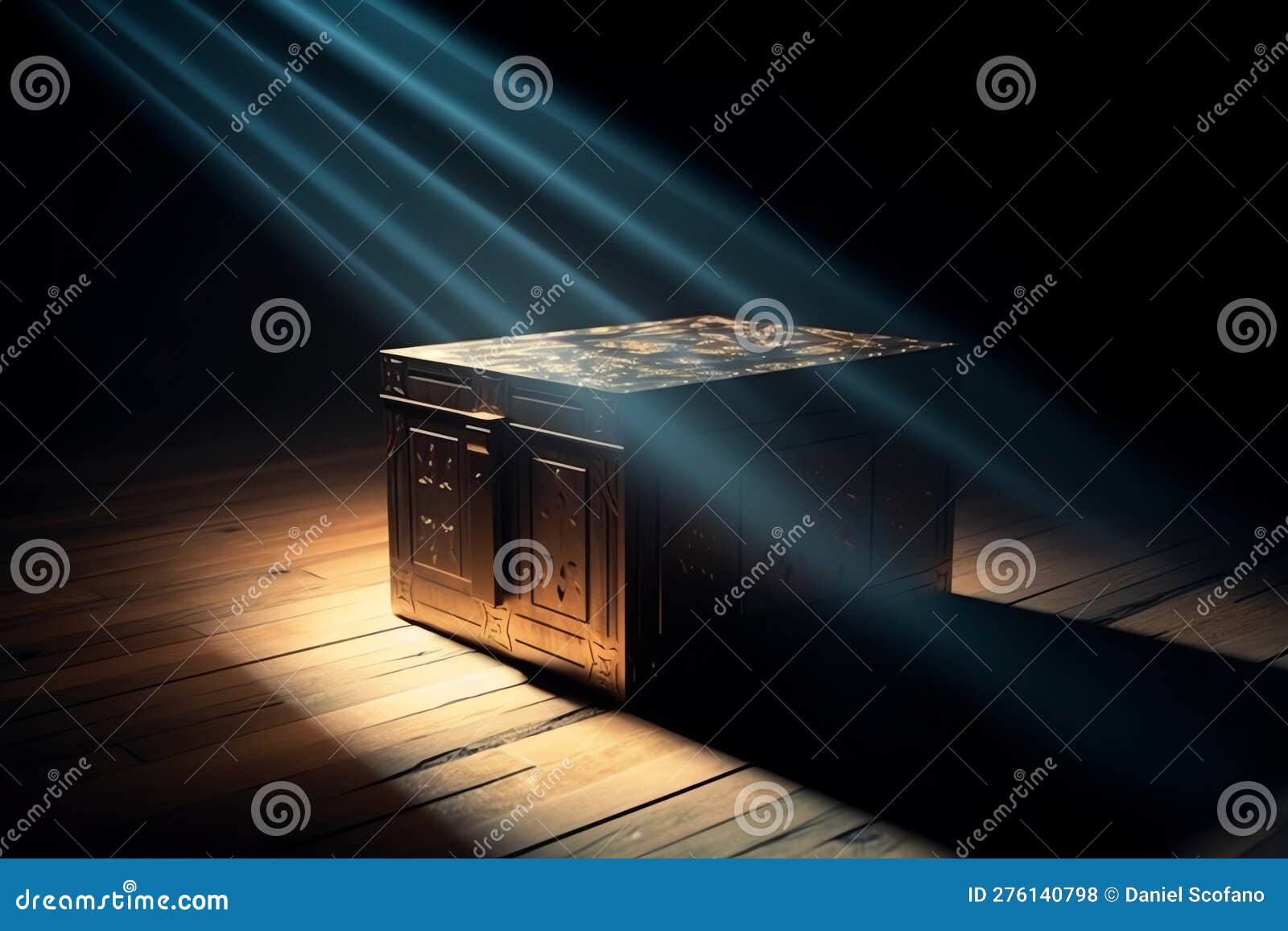 Mysterious Magical Box Opening with Rays of Light, High Contrast Image ...