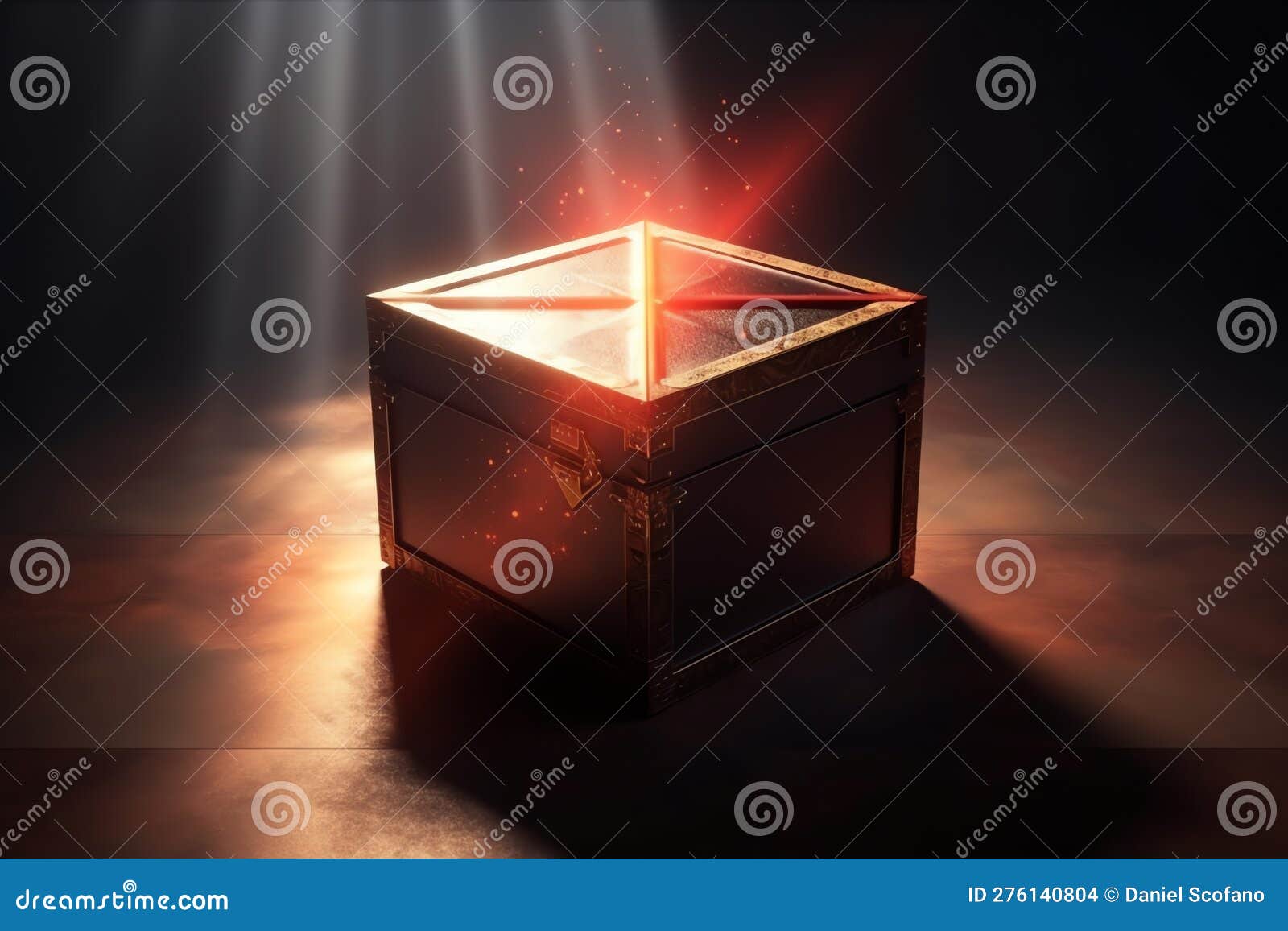 Mysterious Magical Box Opening with Rays of Light, High Contrast Image ...