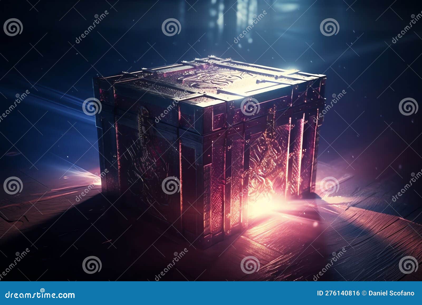 Mysterious Pandora Box Opening with Rays of Light, High Contrast Image ...