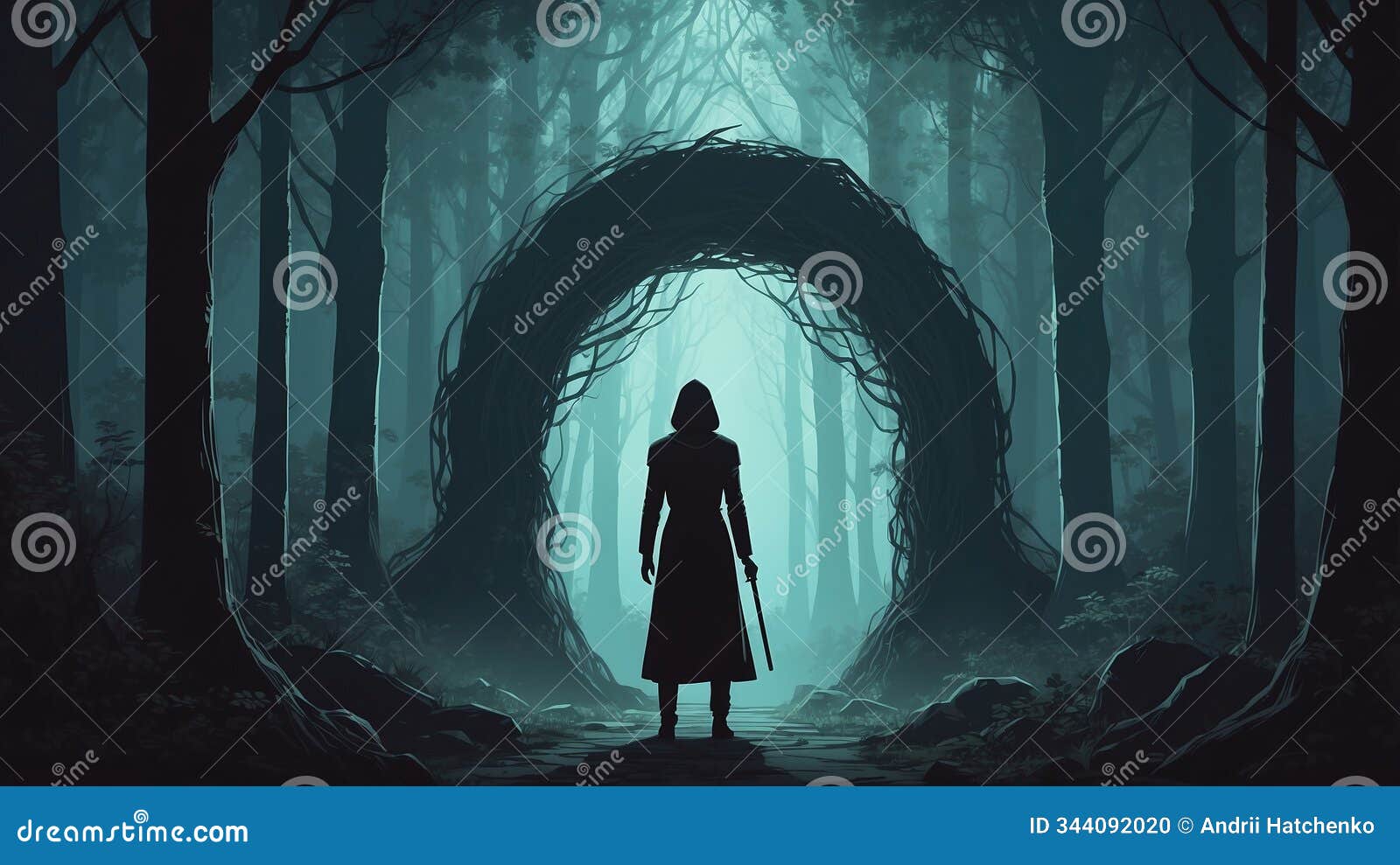 Concept of Mystery Visualized As a Figure Standing at the Entrance of a ...