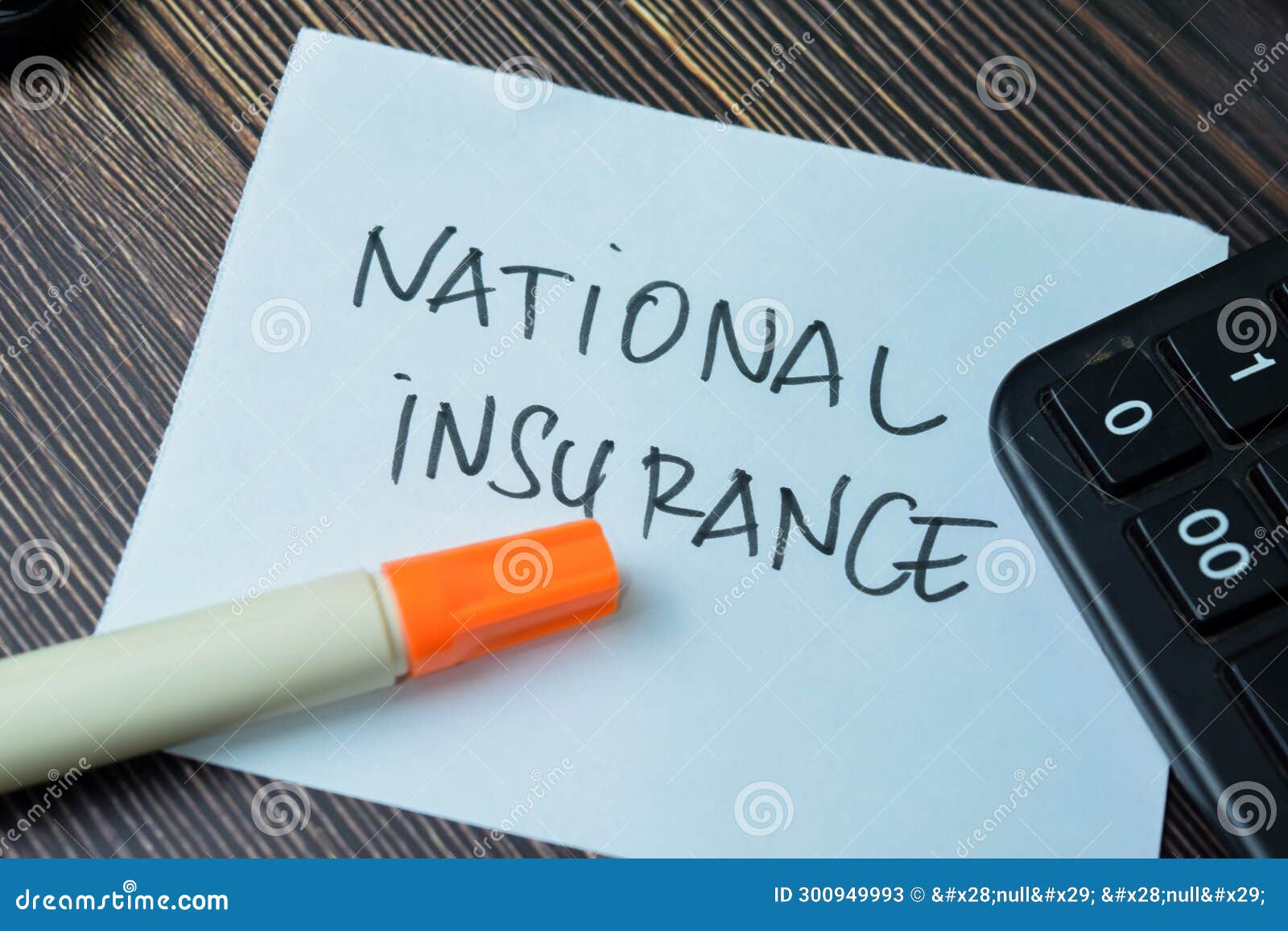 Concept of National Insurance Write on Sticky Notes Isolated on Wooden ...